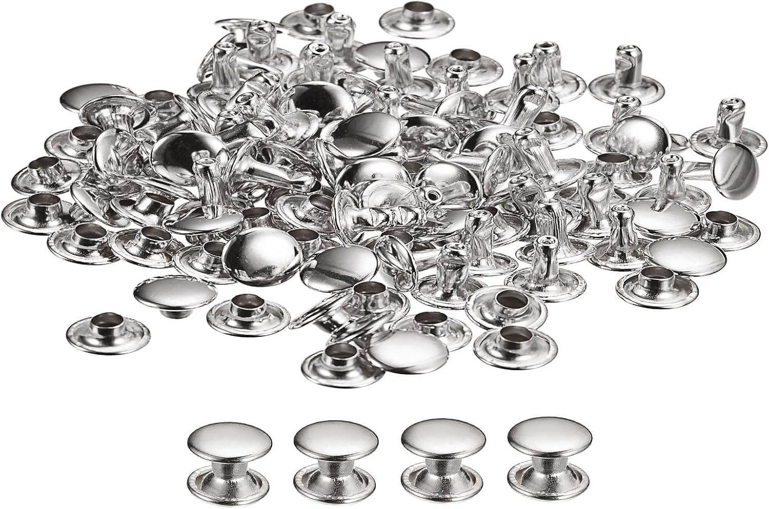 Amazon.com: uxcell 100 Sets Leather Rivets, 8x6mm Double Cap Rivets ...