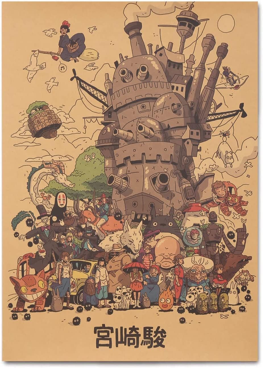 Japanese Anime Poster Hayao Miyazaki Collection Unframed Kraft Paper ...