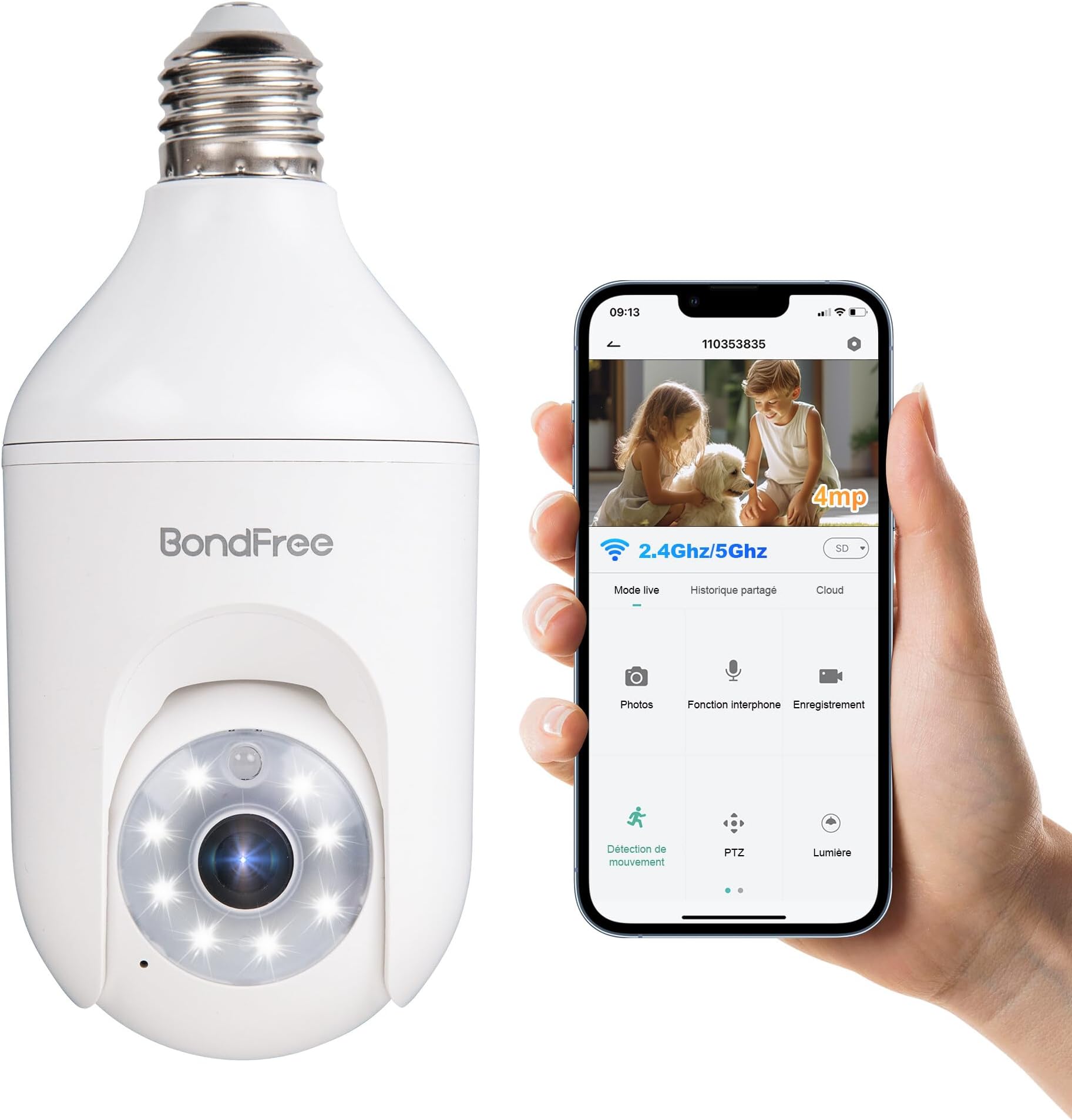 Ampoule Camera Surveillance WiFi Exterieure sans Fil - 2k Caméra ...
