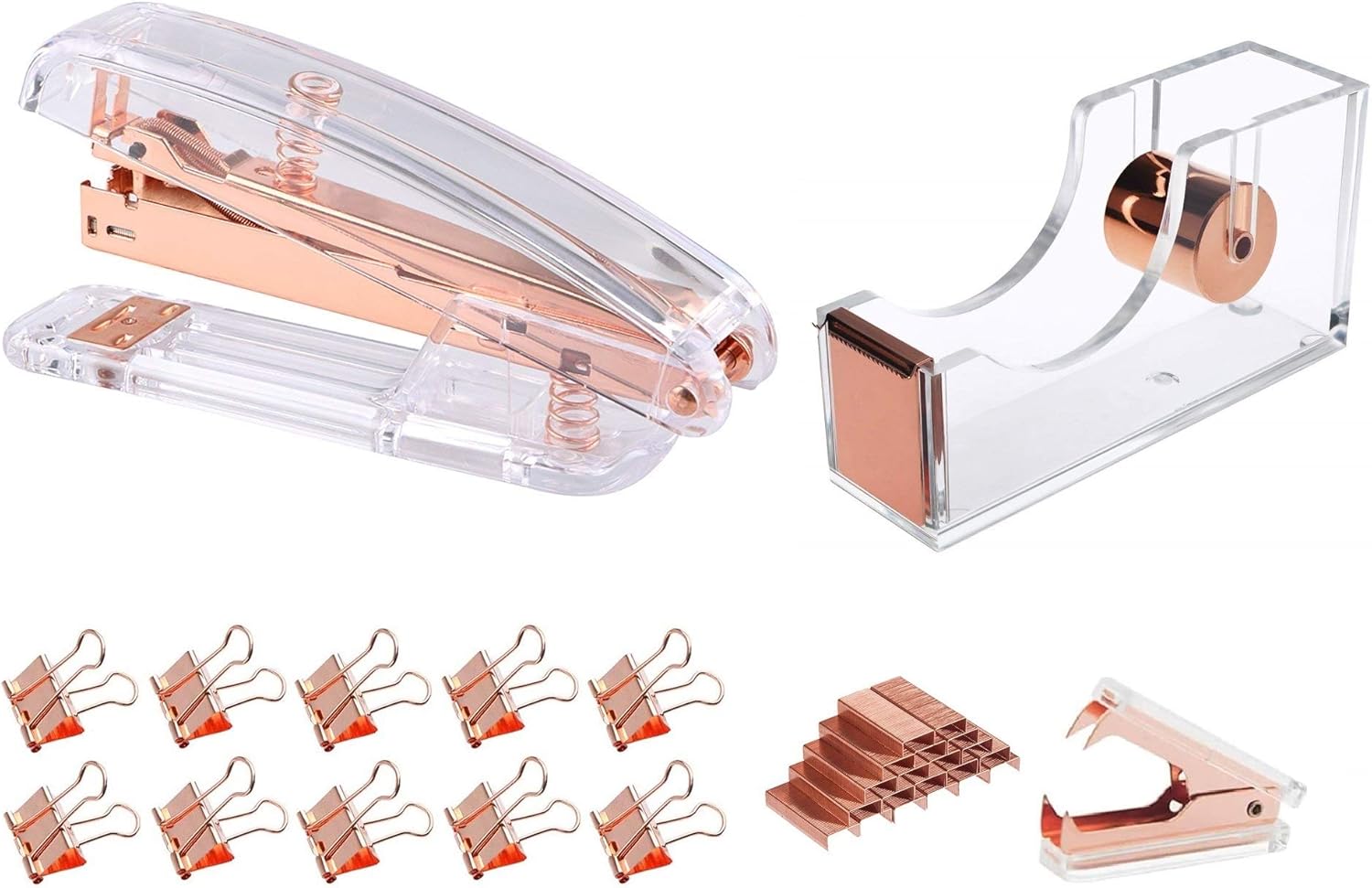 Amazon.com : Modernlife Rose Gold Acrylic Stapler Bundle, Stapler and ...