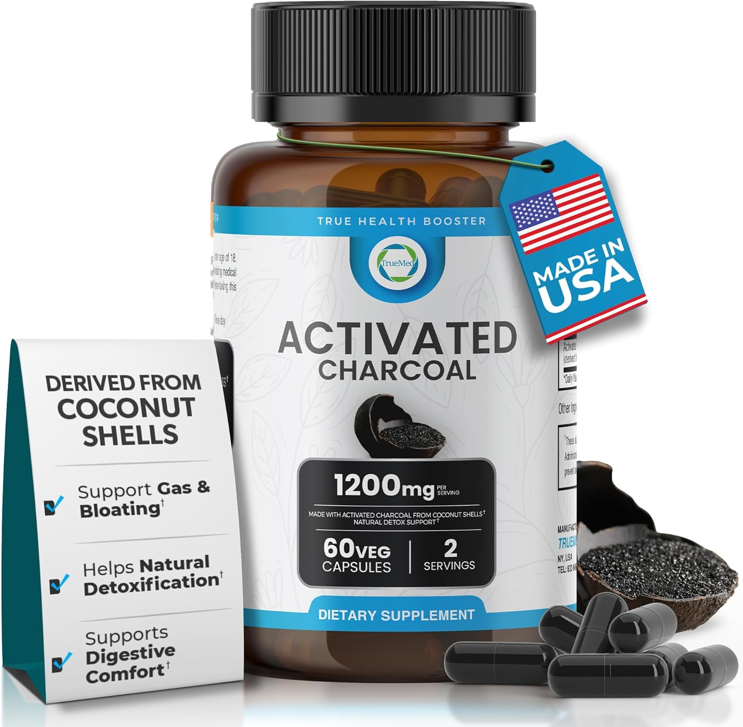 Amazon.com: TRUEMED Activated Charcoal Capsules 1200 mg – Organic ...