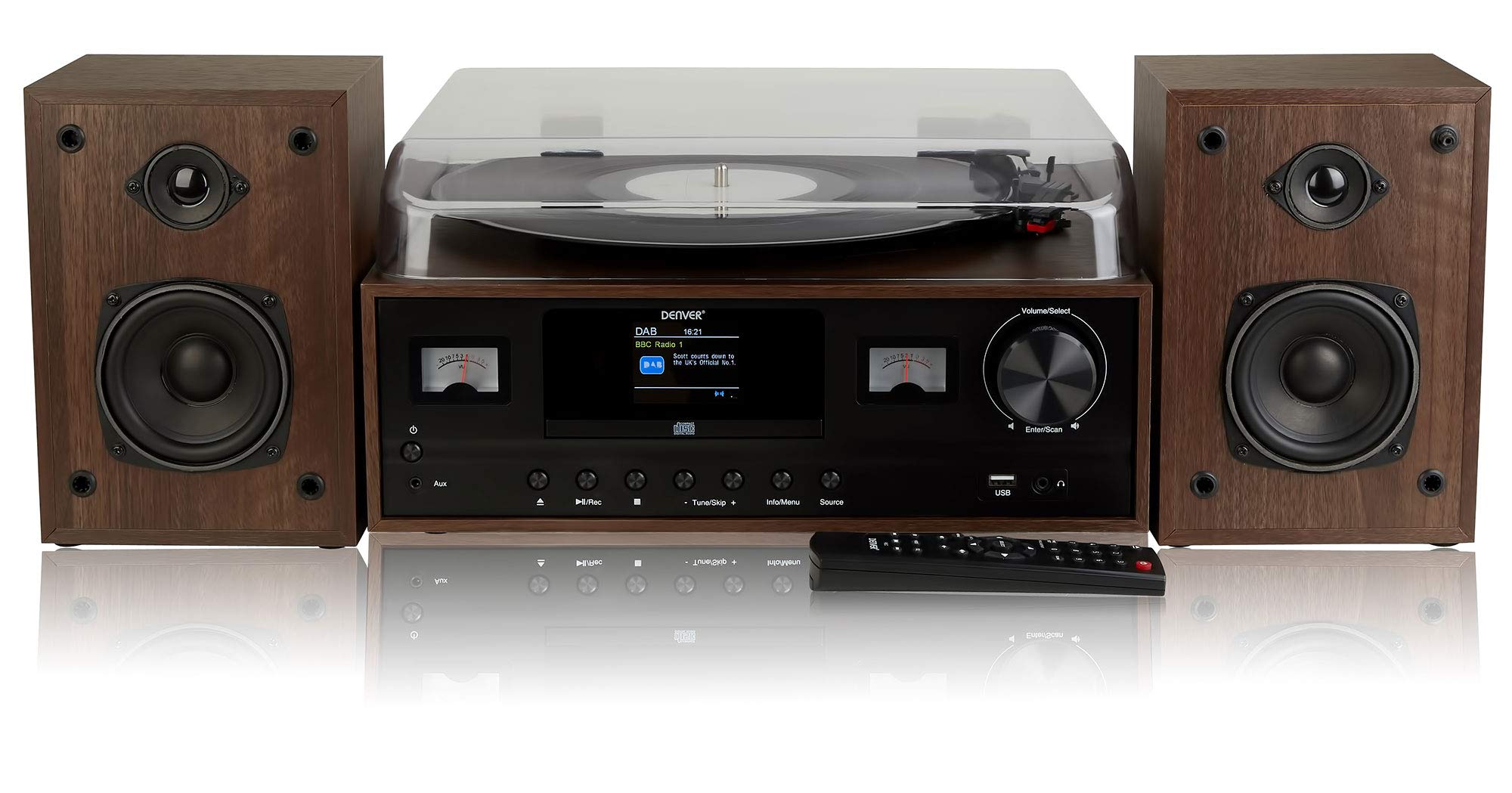 Denver MRD-105 7-in-1 Record Player Hi-Fi System With 2.4-inch Colour ...