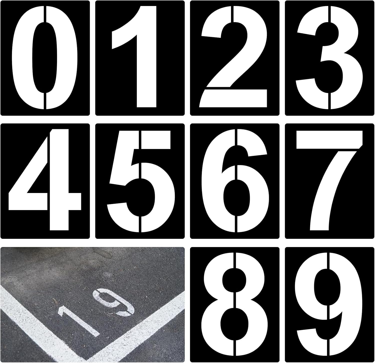 ZYFC 8 inch / 12 inch 0 to 9 Large Number Stencils Set, 10 Pieces ...