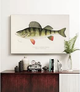 Amazon.com: Poster Yellow Print Fish Print, Vintage Fishing Poster Wall ...