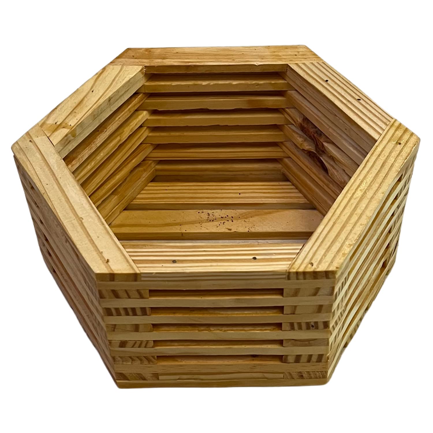 Hug A Plant|Pentagon Pot|Pentagonal Shaped Natural Wooden Pot for Live ...