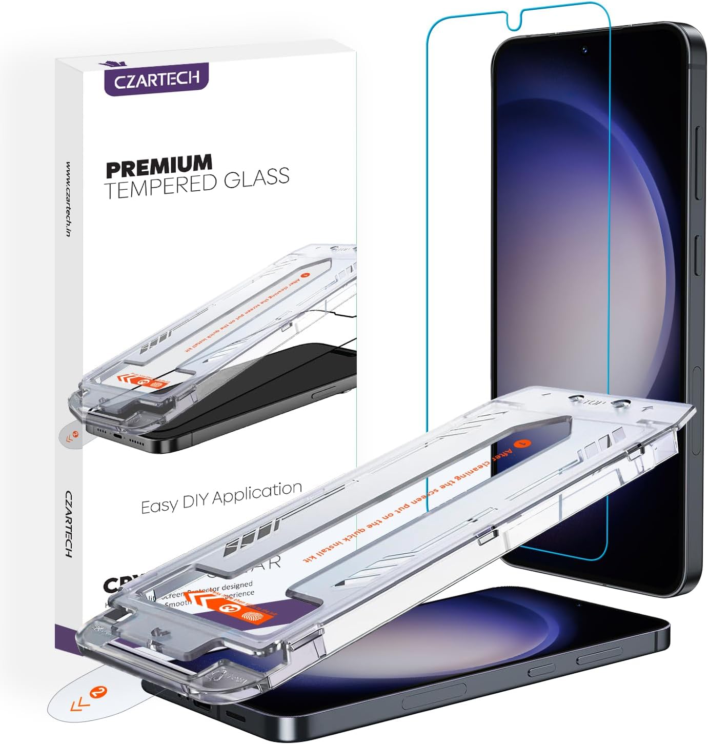 Czartech Tempered Glass Screen Protector + Applicator For Galaxy S23 ...