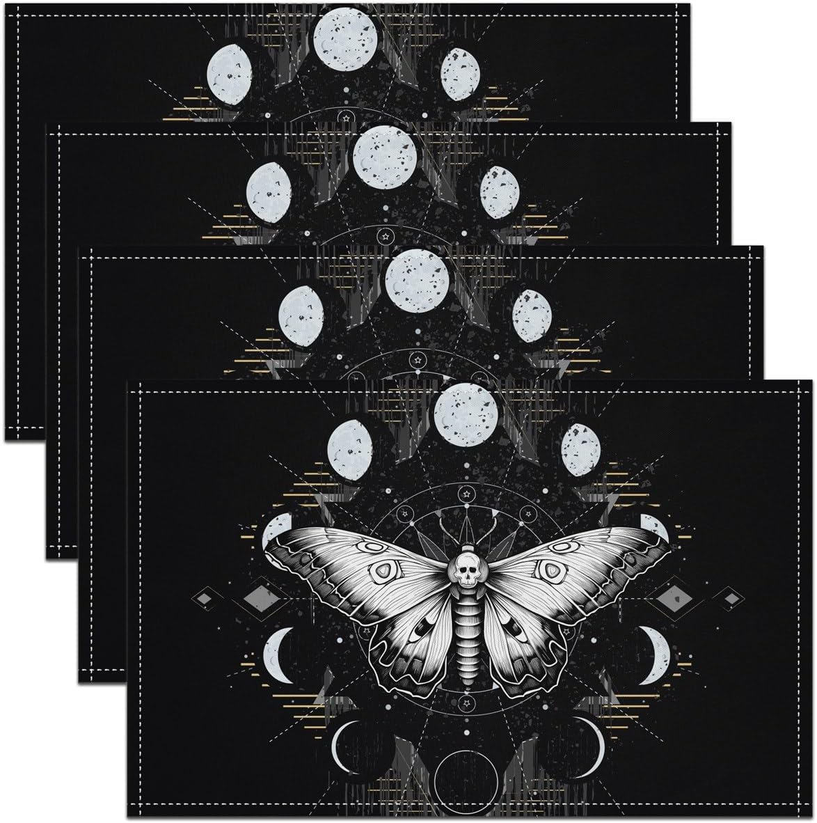 Amazon.com: Moth Gothic Placemats Set of 4 The Sun and Moon Starry Sky ...