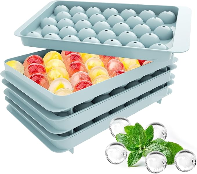 Mubal Round Ice Cube Trays with Lids,3 Pack 33 Ball Ice Cube Molds for ...