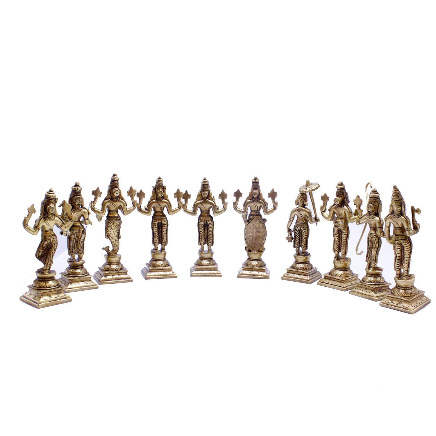 Buy Handmade Brass Dasavatharam of Lord Vishnu Statues Ten Incarnations ...
