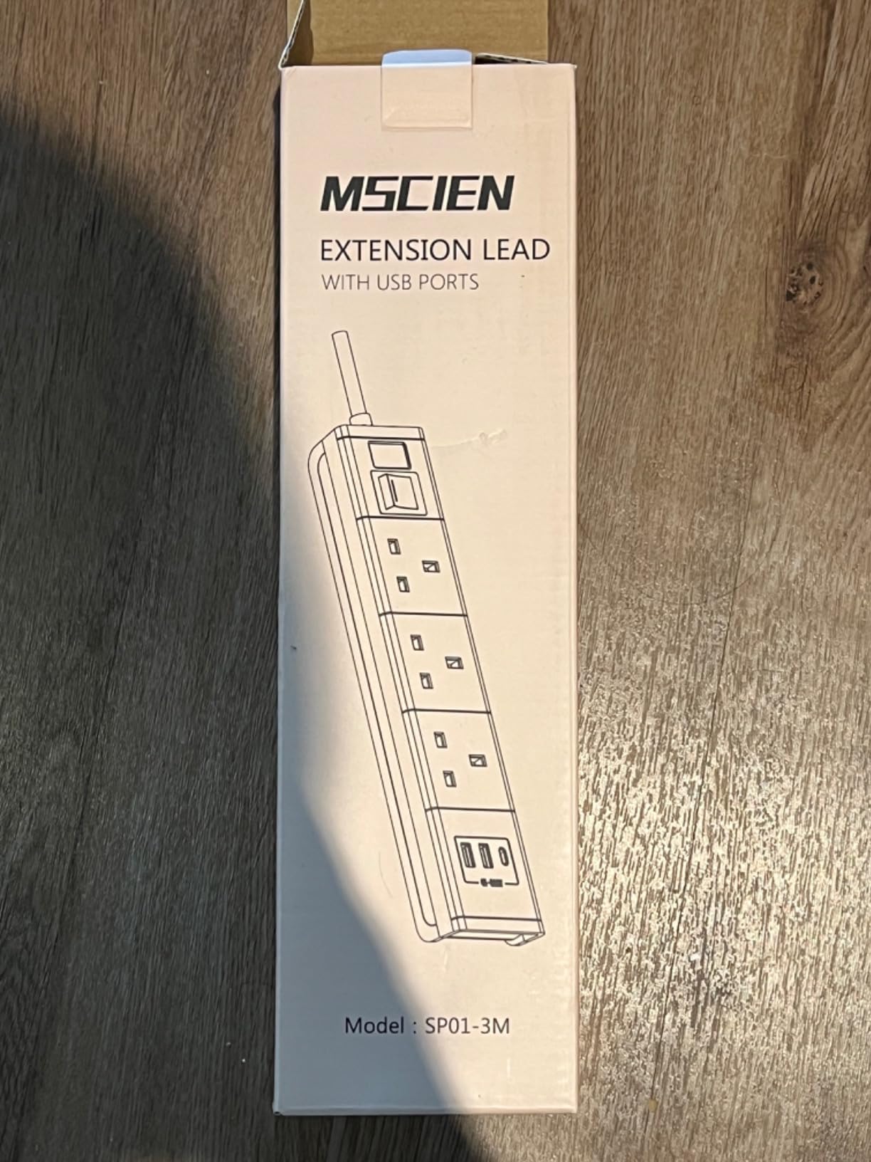3M Extension Lead with USB Slots (2 USB-A,1 USB-C), MSCIEN 3 Way ...