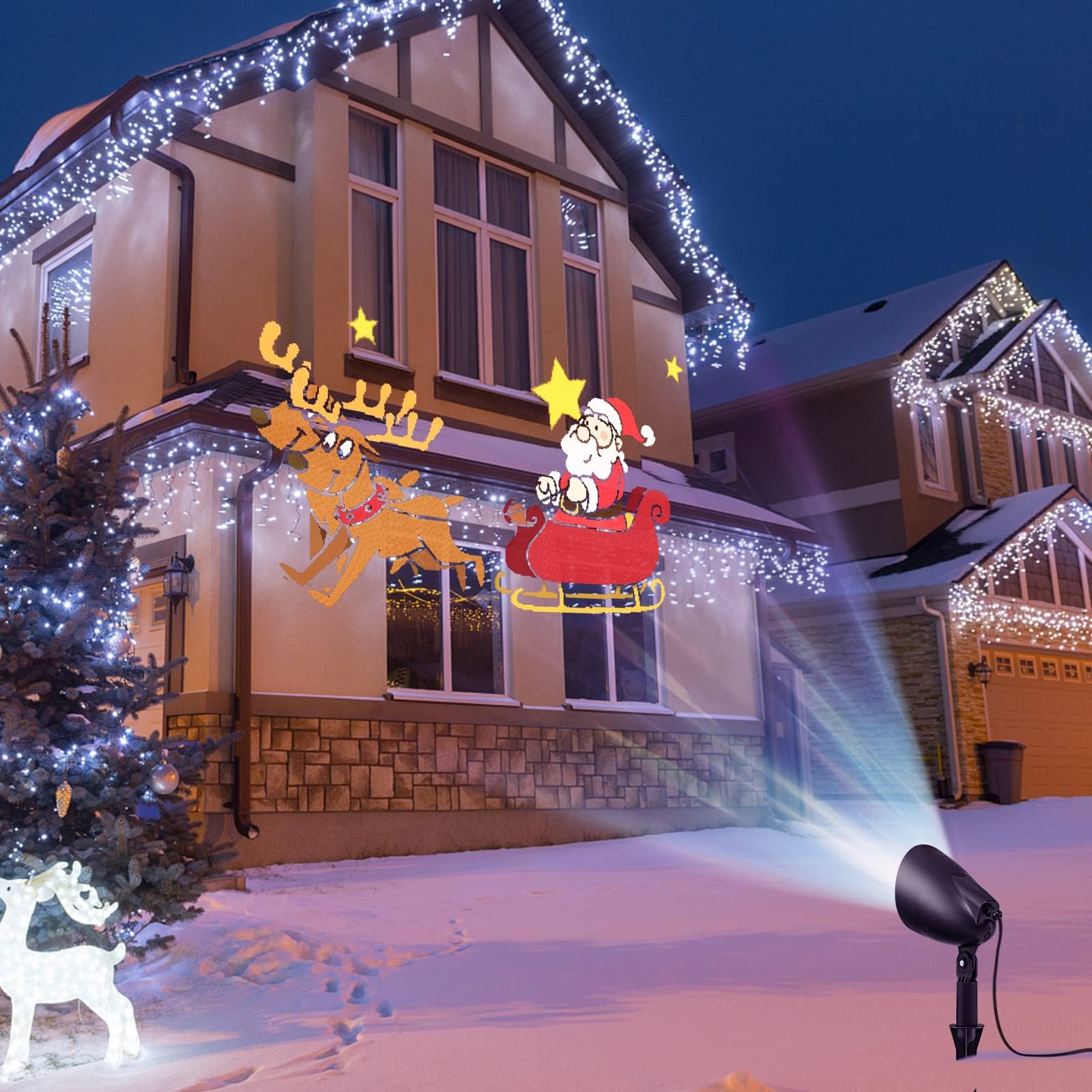 The Latest Snowflake Projector Lights,Indoor Outdoor Waterproof ...