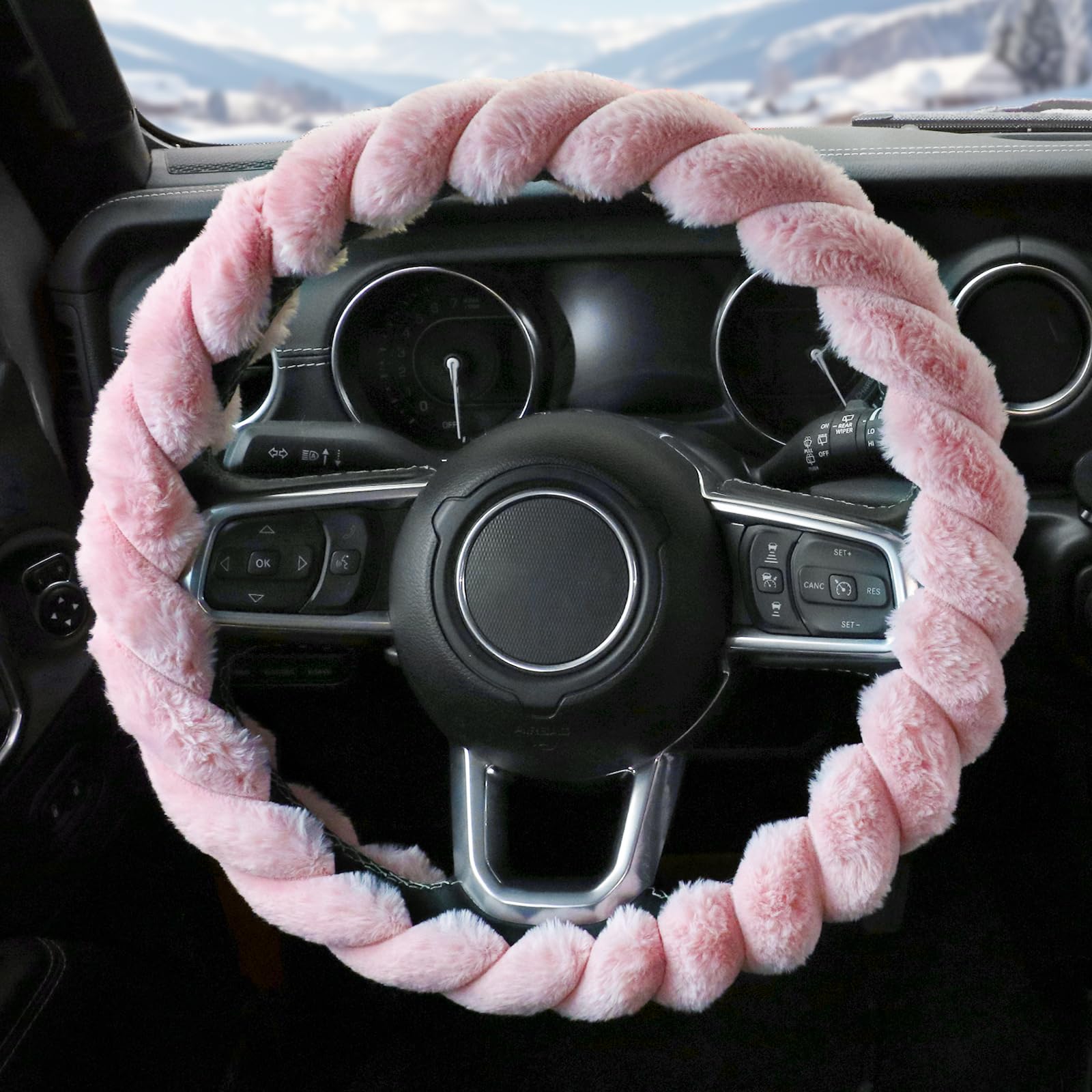 Snapklik.com : Fuzzy Steering Wheel Cover, Universal 15 Inch, Warm Cute ...