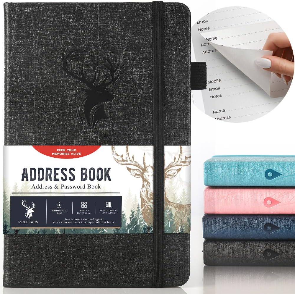 Address Book with Alphabetical Tabs，Hardcover Small Passwordbook ...