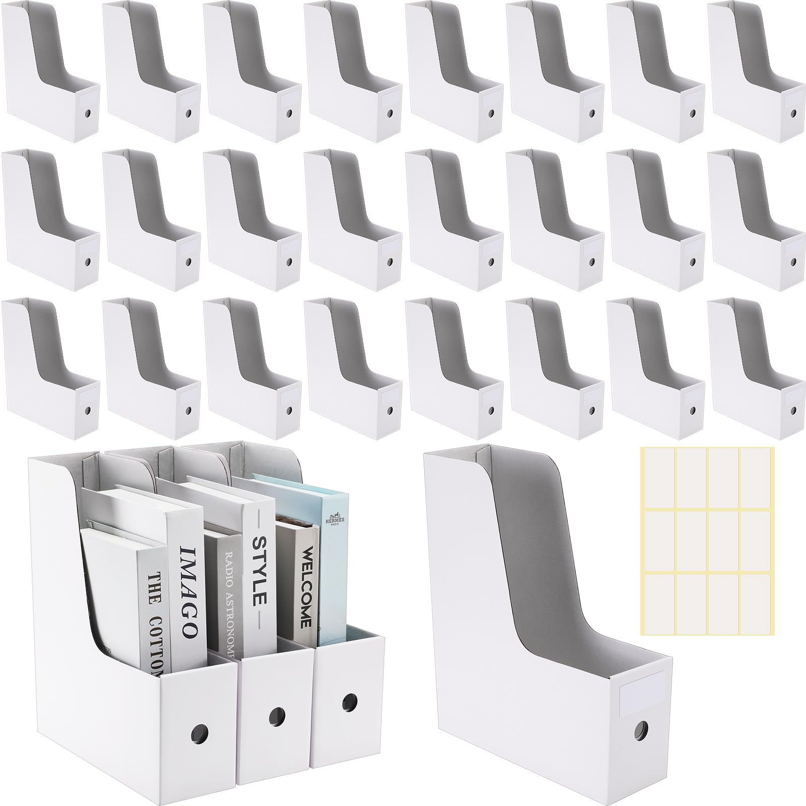 Geyee 12 Pack Foldable Magazine File Holder with Label Holders Medium ...