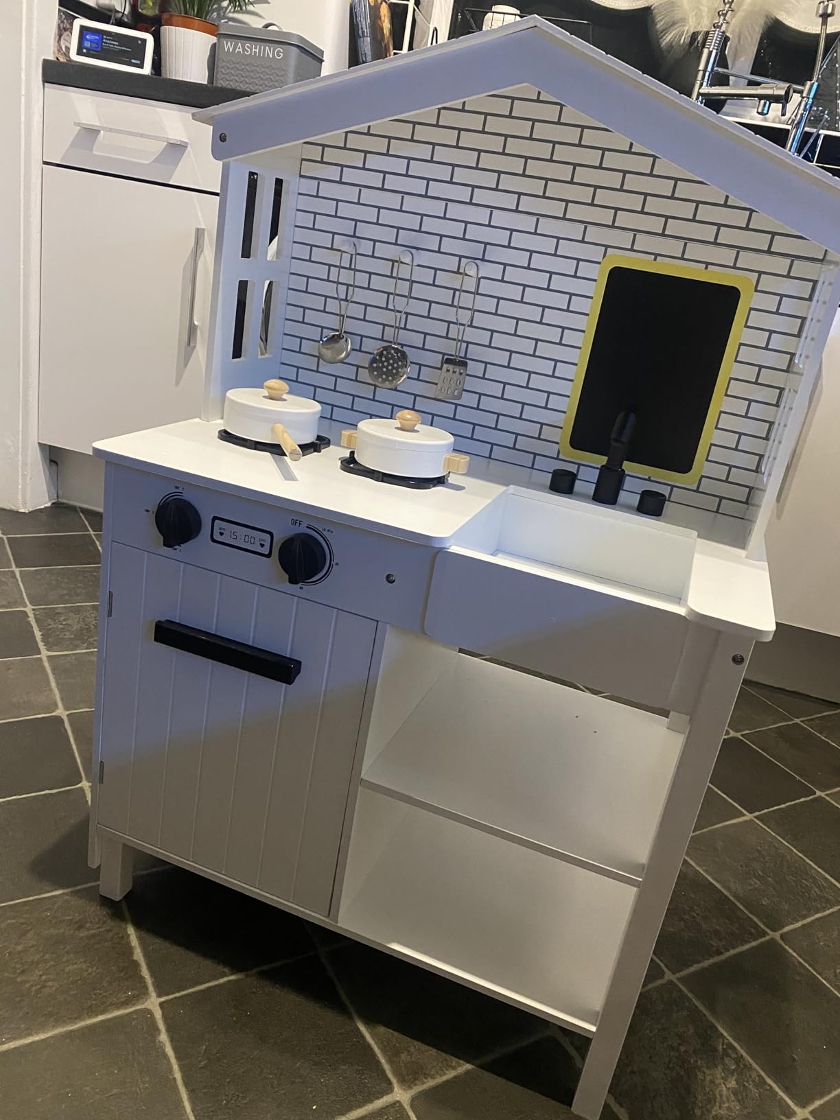 Maxmass Kids Play Kitchen, Wooden Children Role-play Cooking Playset ...