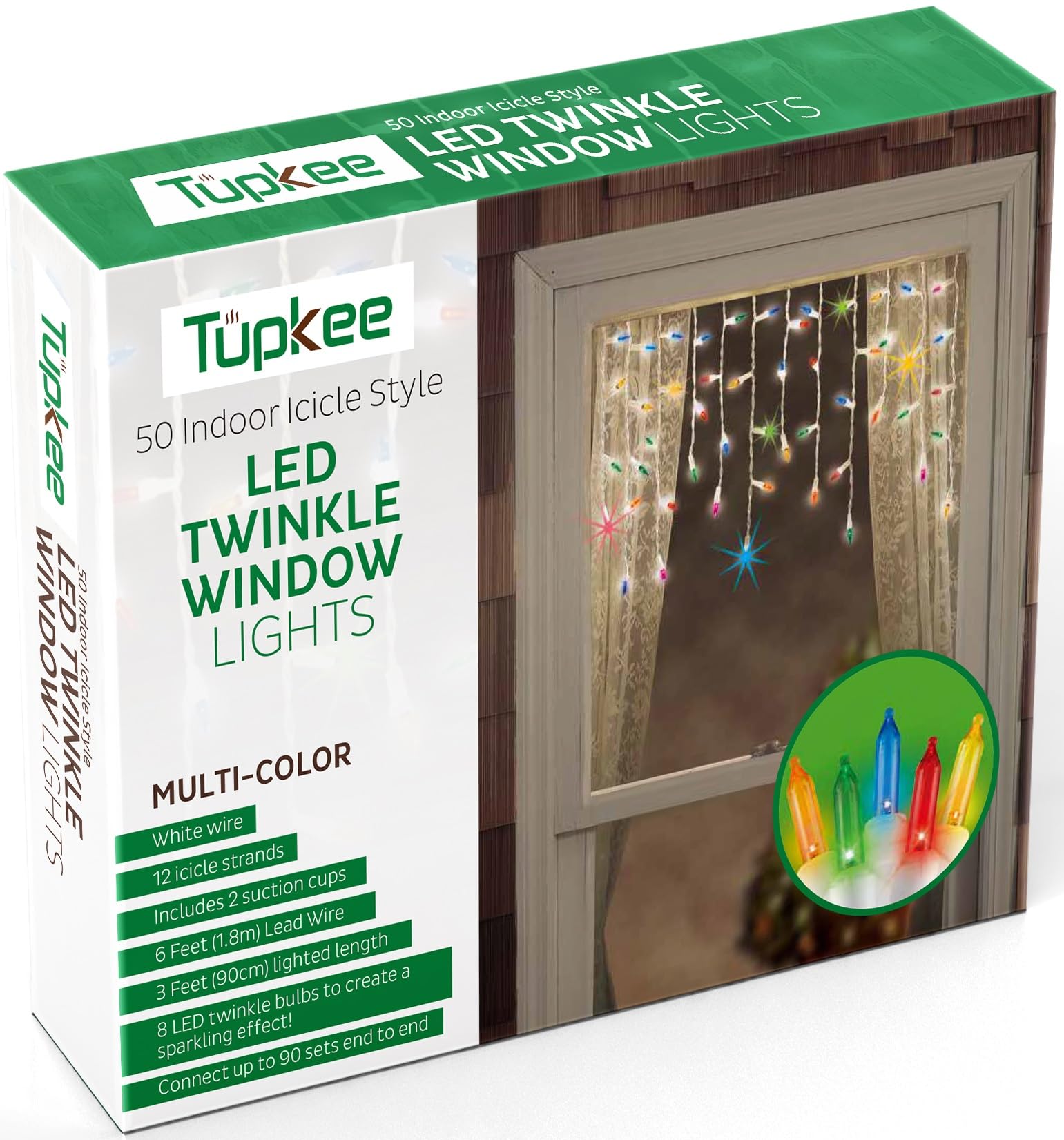 Amazon.com: Christmas LED Twinkle Window Icicle Lights - 3 Feet (0.91 m ...