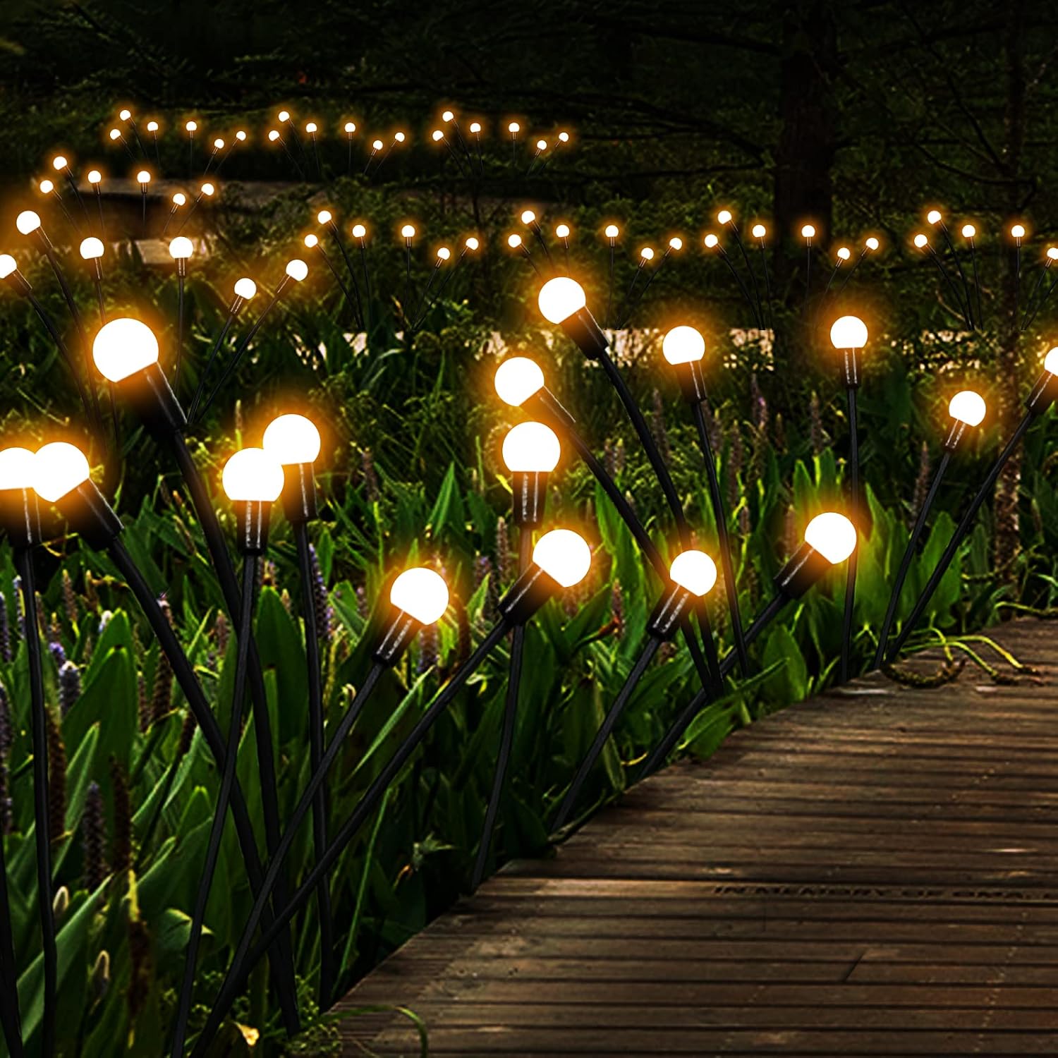OHIJOY Swaying Garden Lights with Built-in Motor, 4pcs Firefly Lights ...