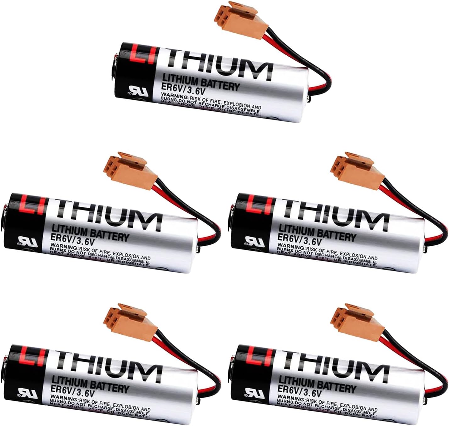 Amazon.com: / 5-Pack / ER6V/3.6V ER6VC119A ER6V119B Battery with Brown ...