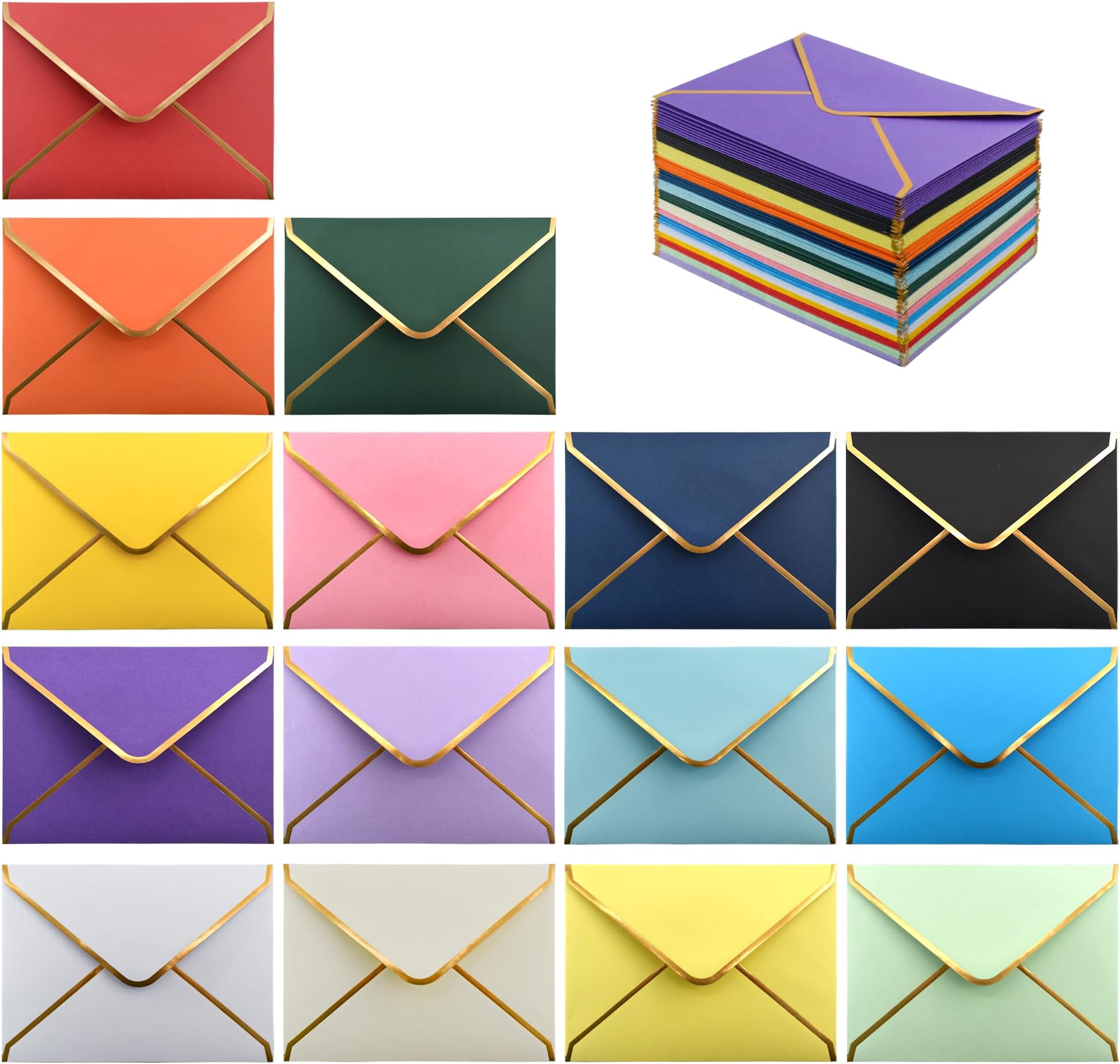 50 Pack A7 Colorful 5x7 Envelopes V Flap Invitation Envelopes for 5x7 ...