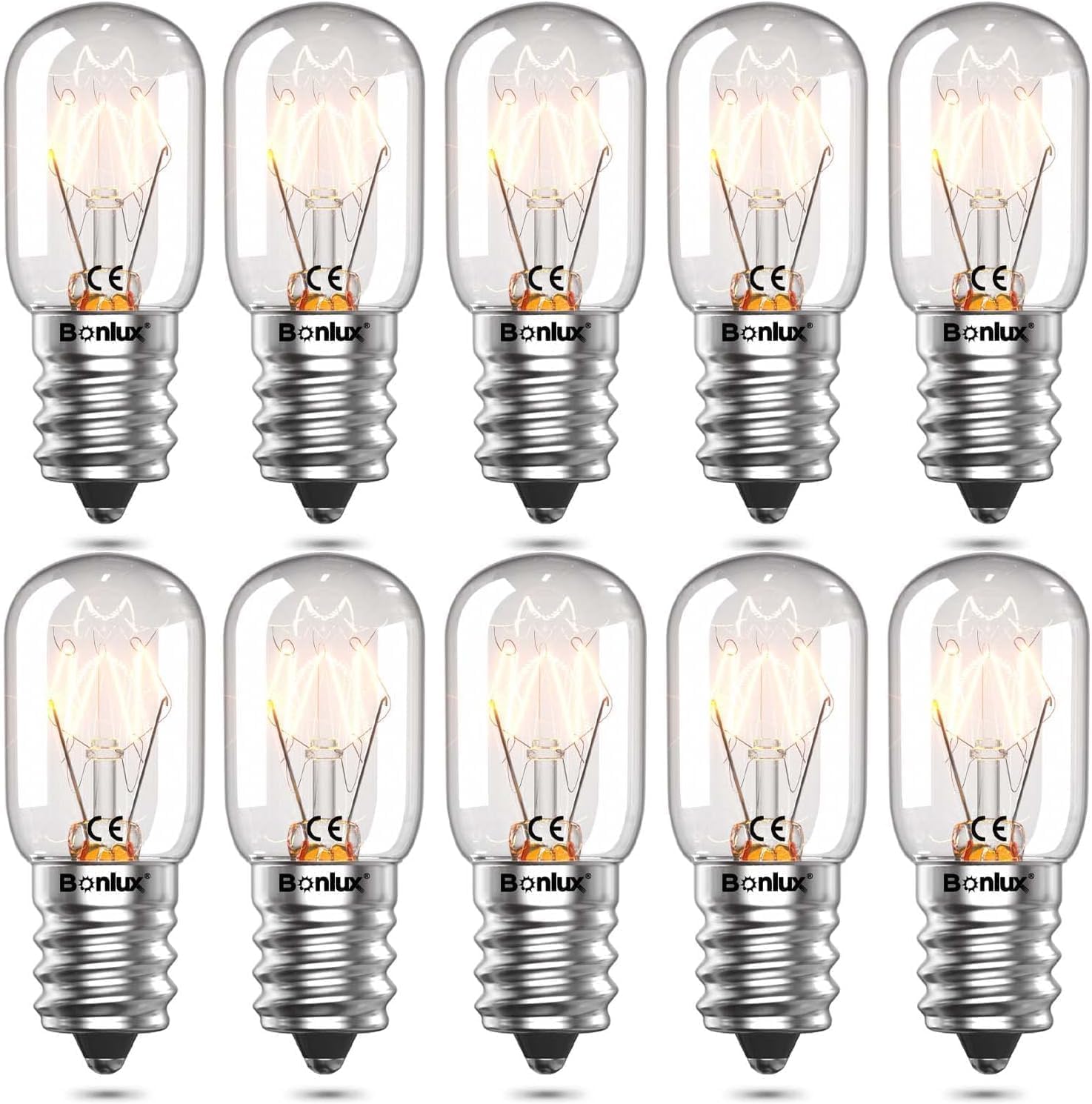 Bonlux 10-Pack Salt Lamp Bulbs E14 16W Fridge Bulb High Temp 300° Oven ...