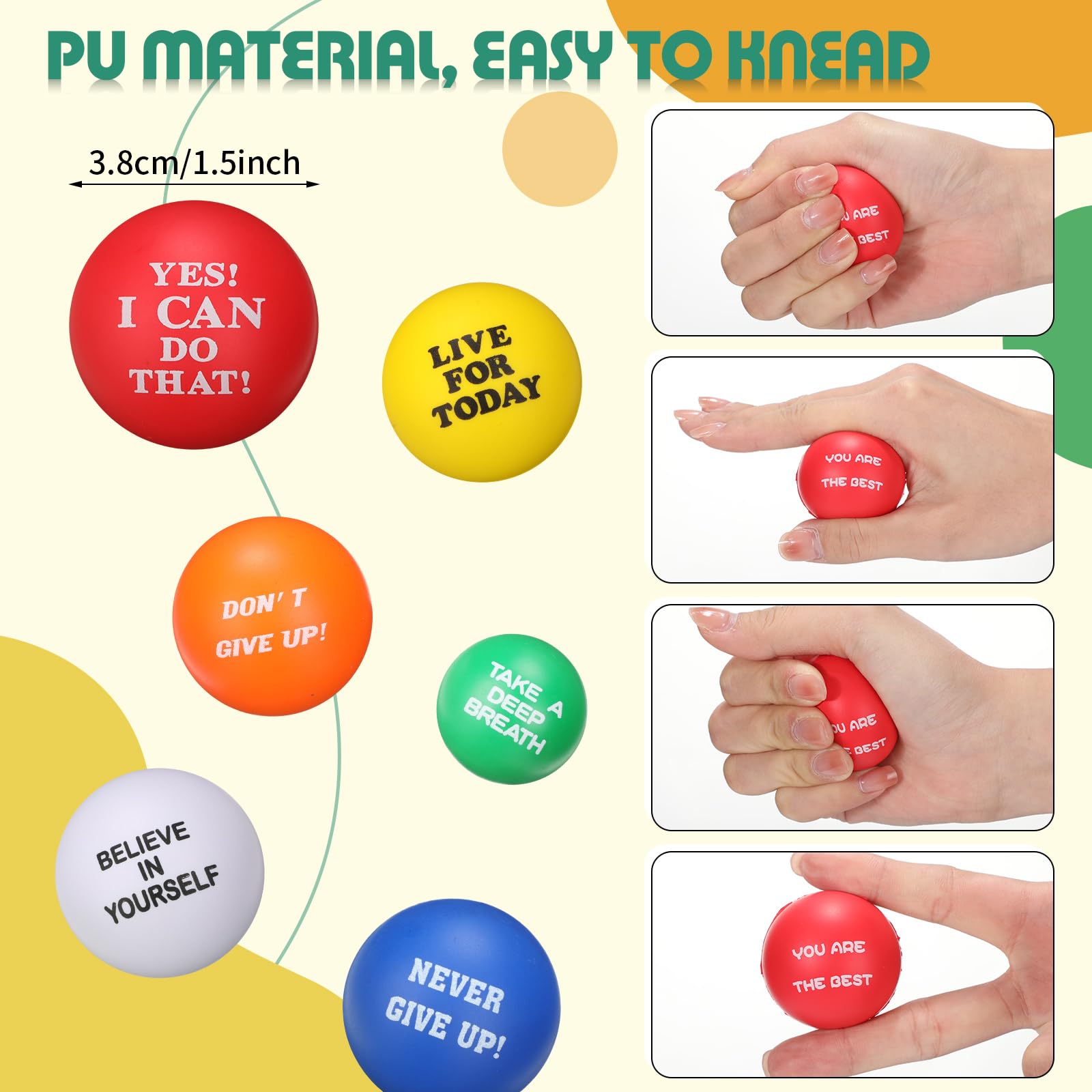Snapklik.com : Chivao 300 Pcs Motivational Stress Balls Colorful Foam ...