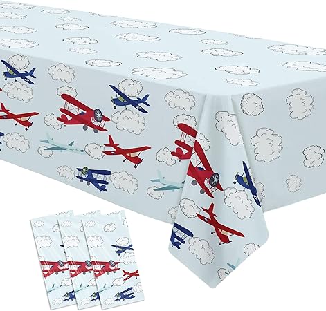 Amazon.com: Suhelkit Airplane Party Decorations Tablecloth Boy's ...