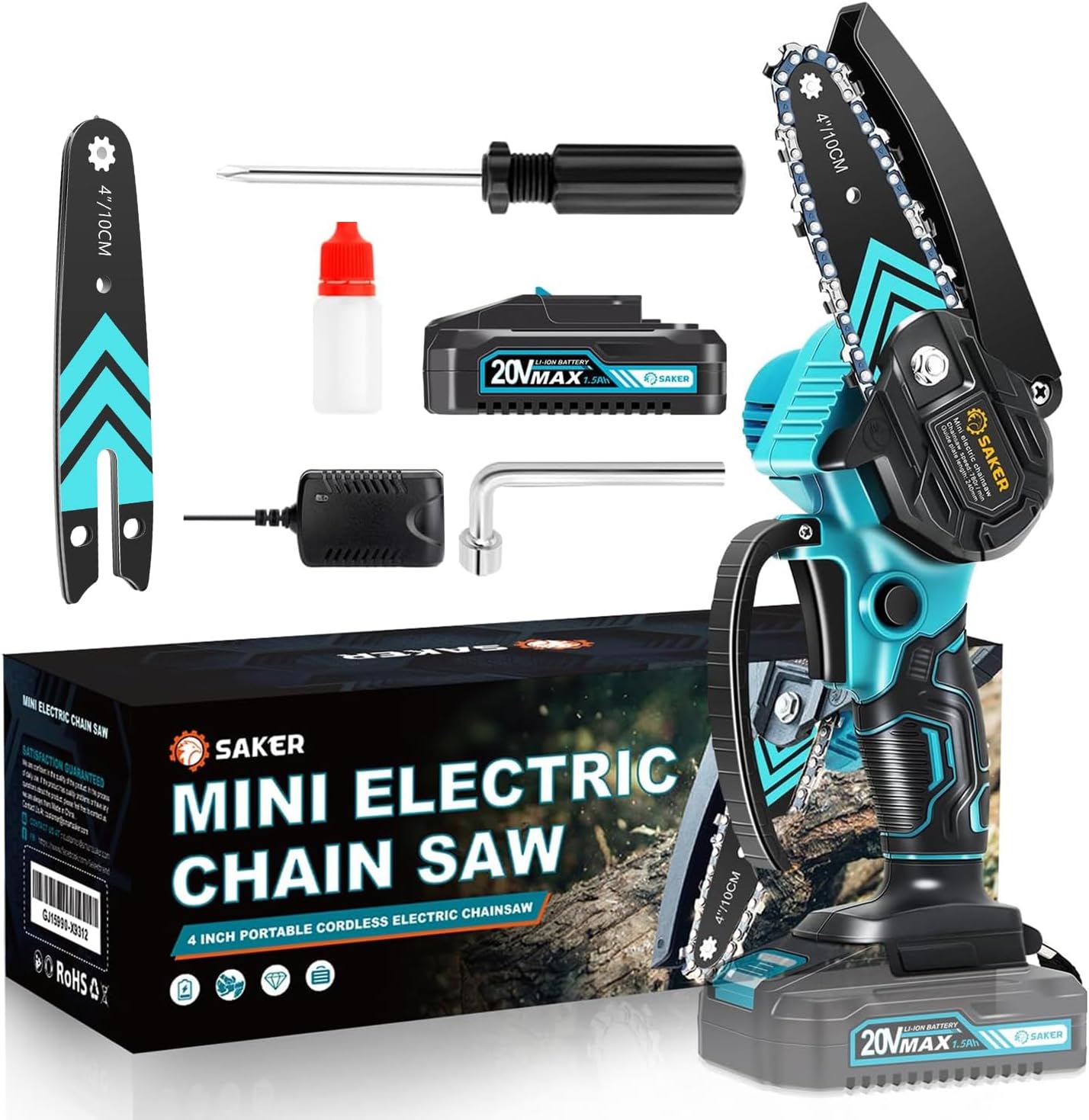 Amazon.com: Saker Mini Chainsaw,Portable Electric Chainsaw Cordless and ...