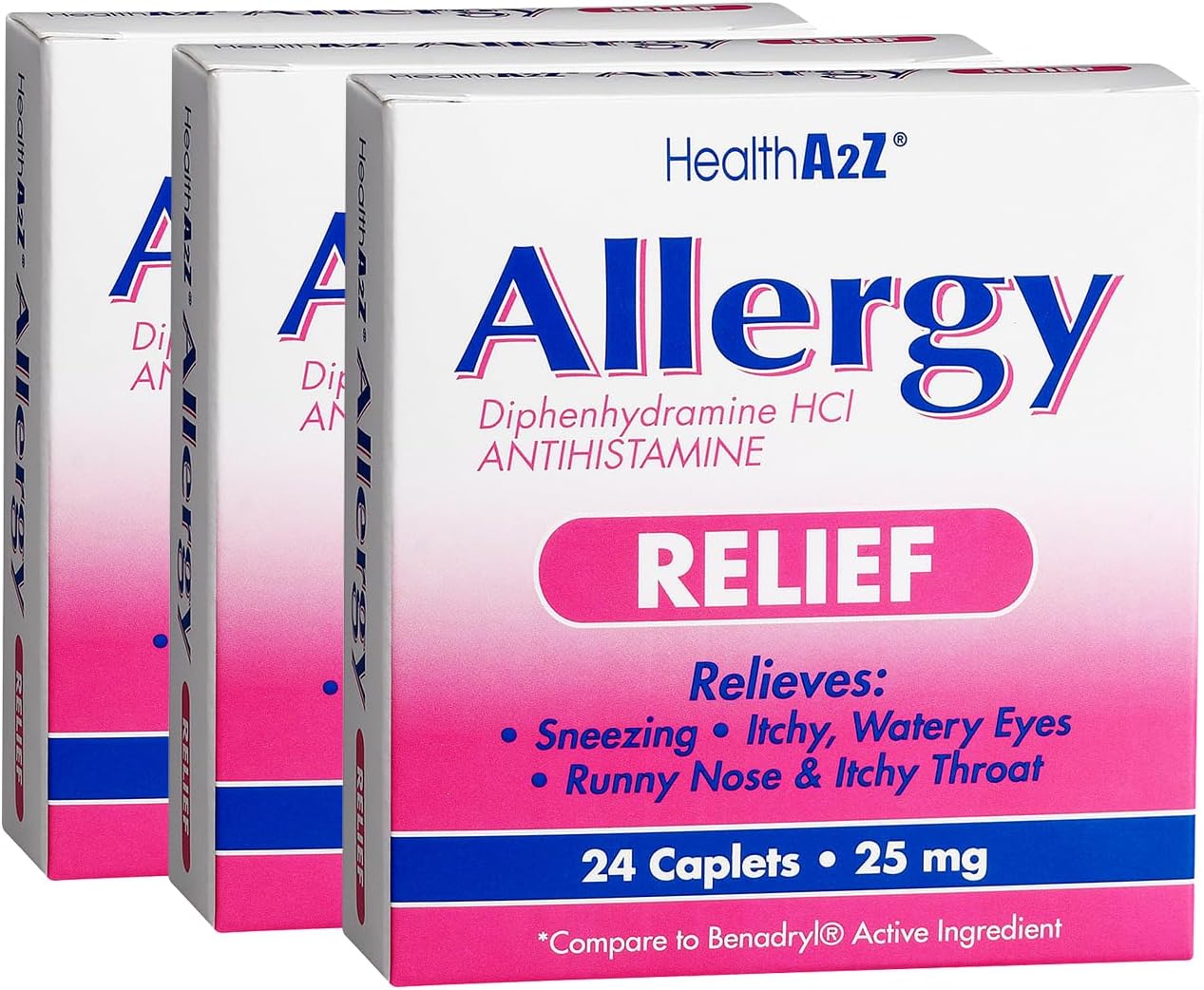Amazon.com: HealthA2Z® Allergy Relief | Diphenhydramine HCL 25mg ...