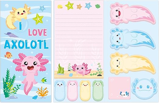 Amazon.com : Axolotl Sticky Notes Set - Cute Animal Mexican Walking ...