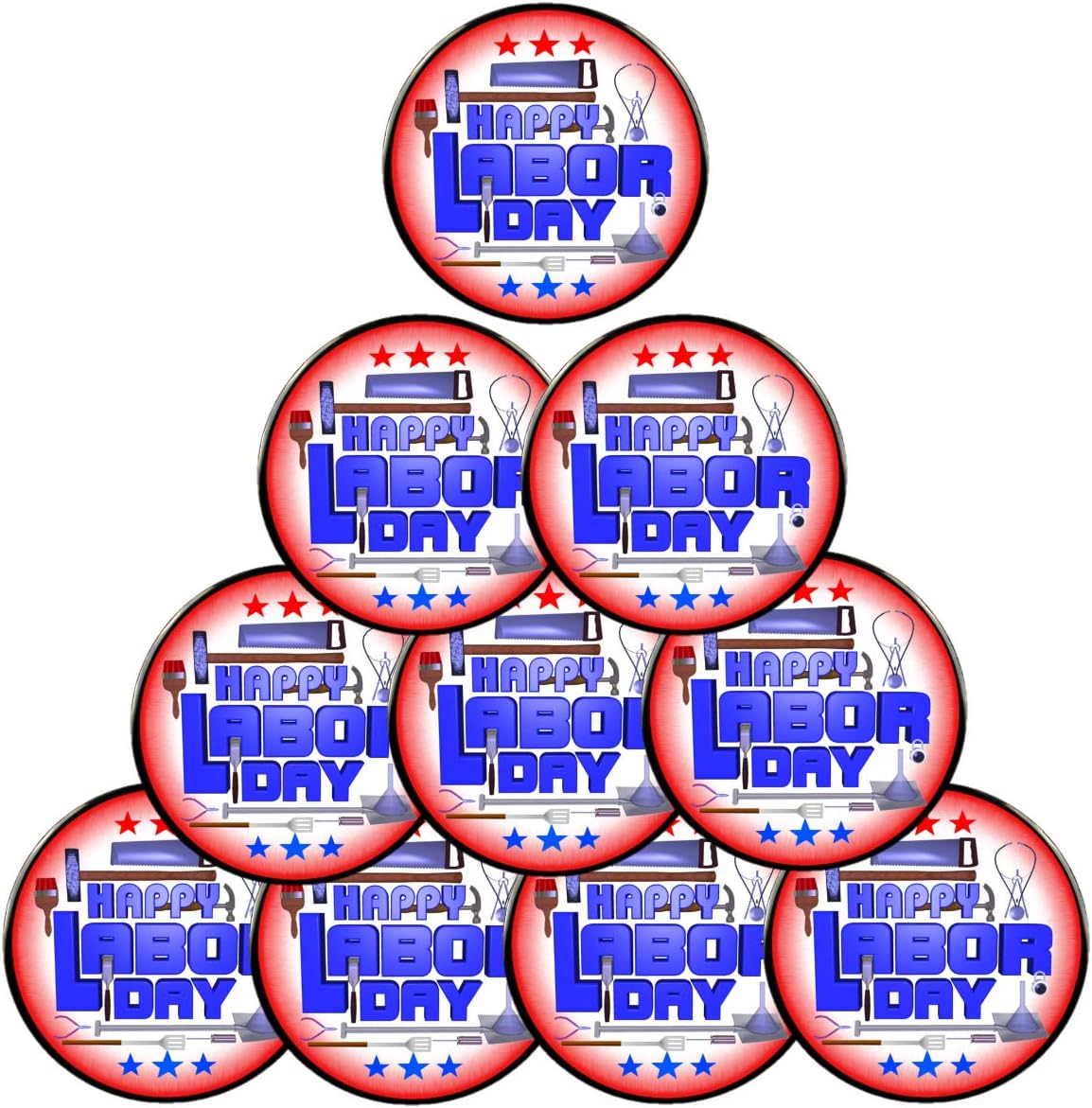 Amazon.com: Pack-10 Happy Labor Day Pins Or Magnets, Select Size (2.25 ...