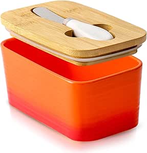 Amazon.com | Hasense Large Butter Dish with Knife, Ceramic Butter Container with Lid for ...