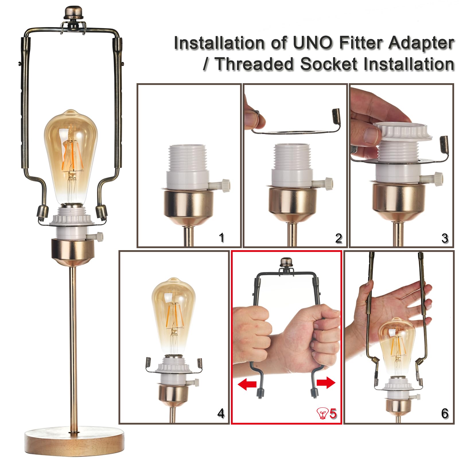 Snapklik.com : 7 8 9 10 Inch Lamp Shade Harp Holder,Antique Brass Lamp ...