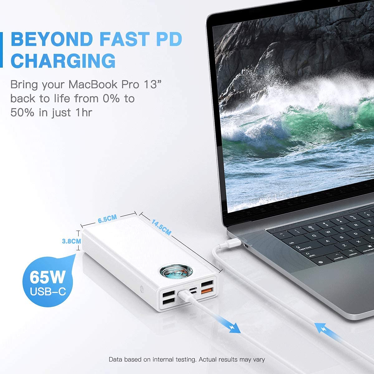 Snapklik.com : Portable Laptop Charger, 30000mAh Power Bank 65W Fast ...