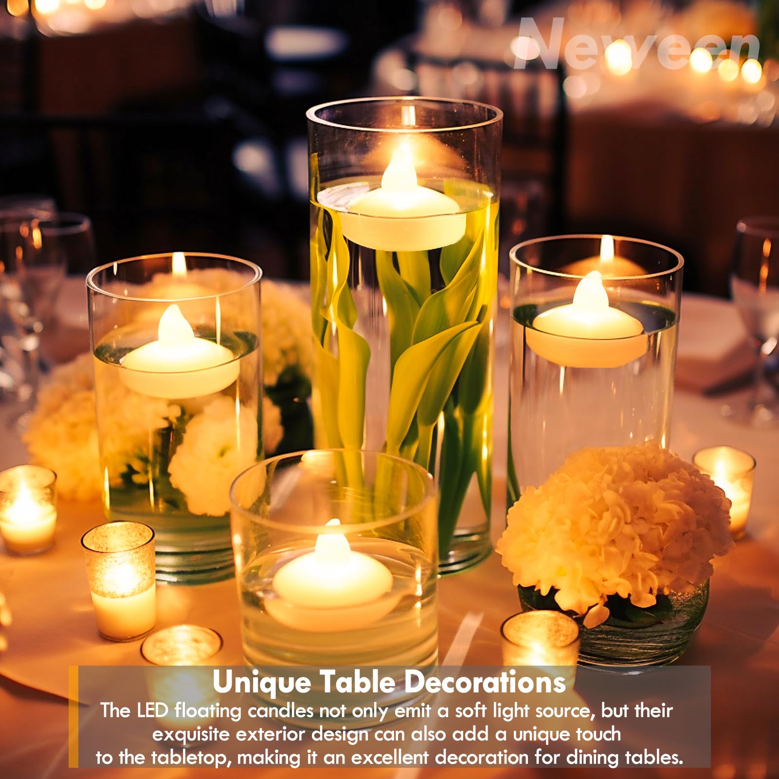 Snapklik.com : Neween 12 Pack LED Floating Candles Waterproof Flameless ...