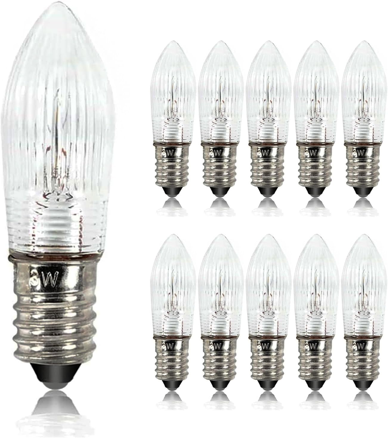 Luxvista 3W 12V E10 Candle Light Bulb DC 12V Pointed Candle Light Bulb ...