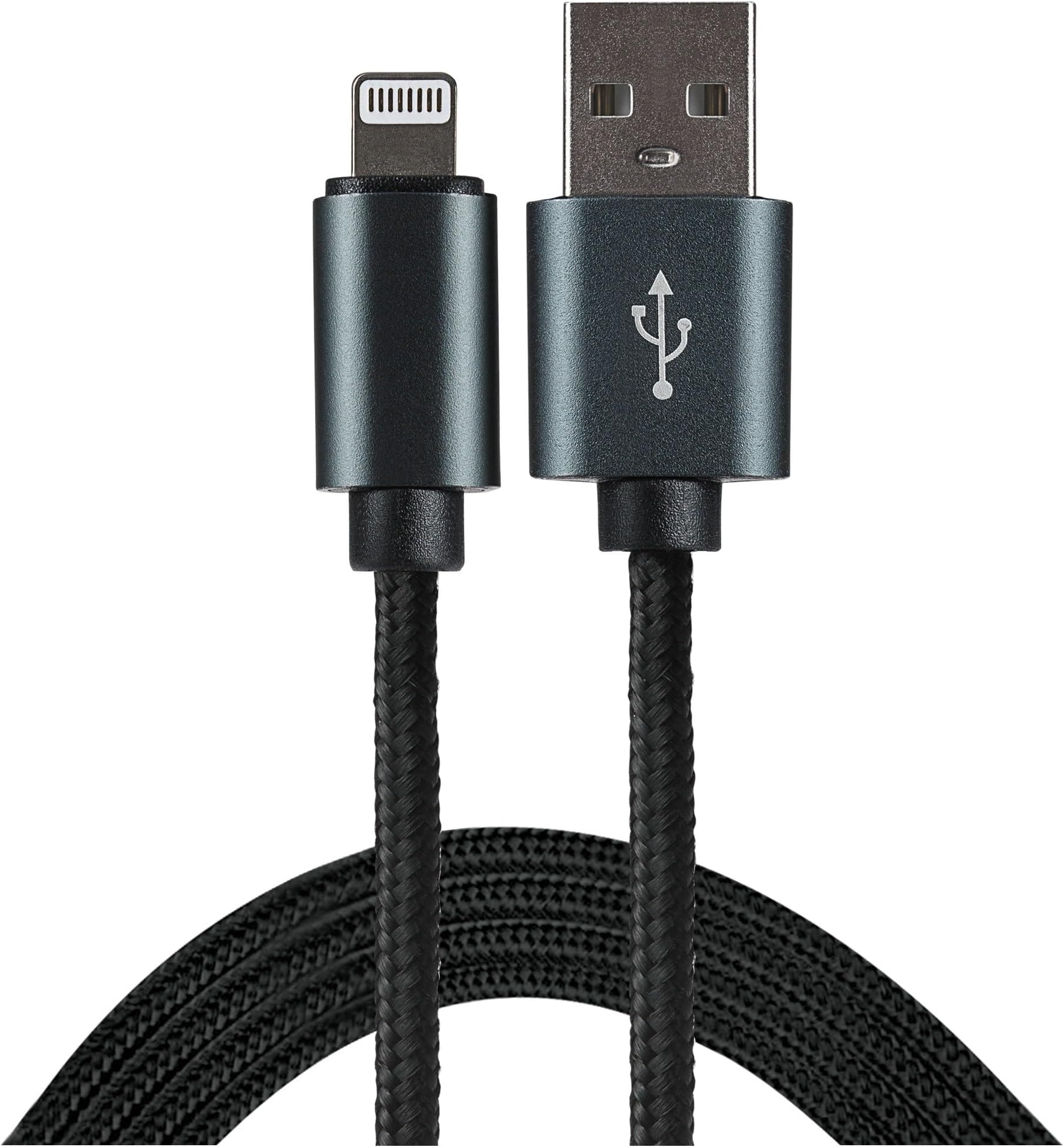 Maplin Braided Lightning to USB-A Cable Black, 1.8m, Compatible with ...
