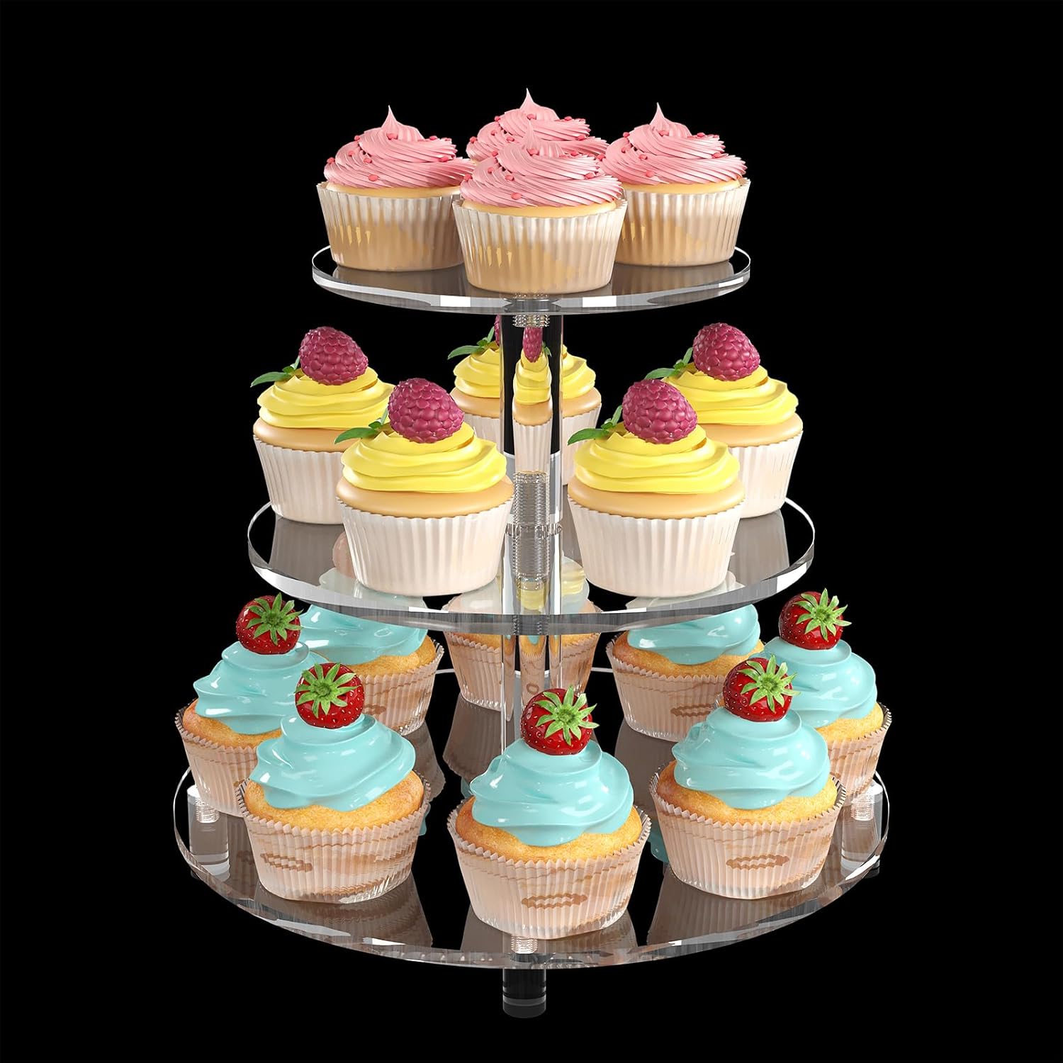 Amazon.com | 3 Tier Acrylic Cupcake Stand, Cupcake Stand Round for Baby ...