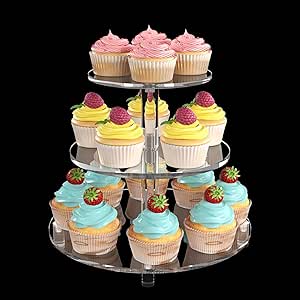 3 Tier Acrylic Cupcake Stand, Cupcake Stand Round for Baby Shower ...