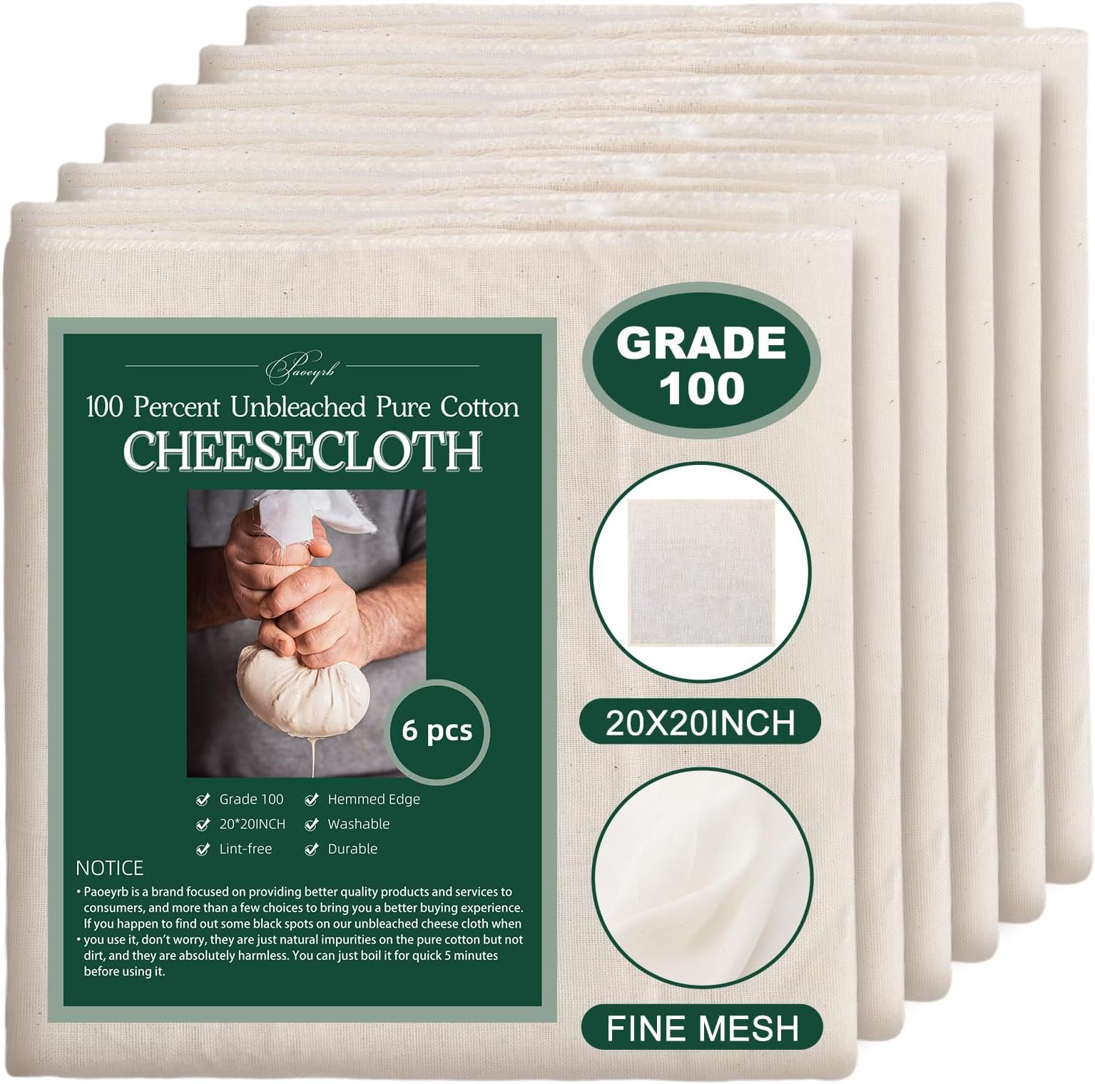 Amazon.com: YJL Cheesecloth for Straining, 54 Sq Feet, 100% Cotton ...