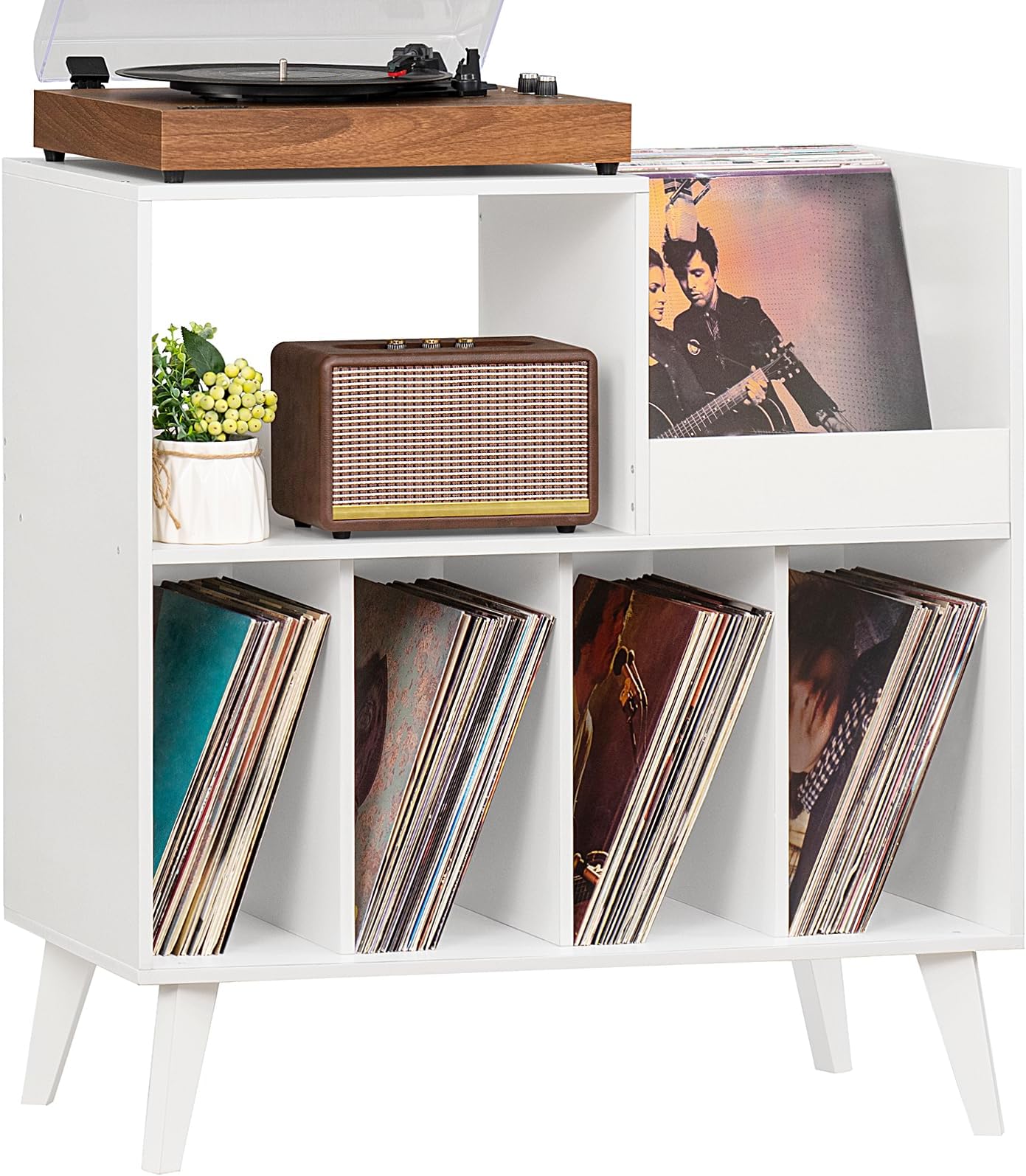 Amazon.com: ETELI Record Player Stand Table with Vinyl Album Storage ...