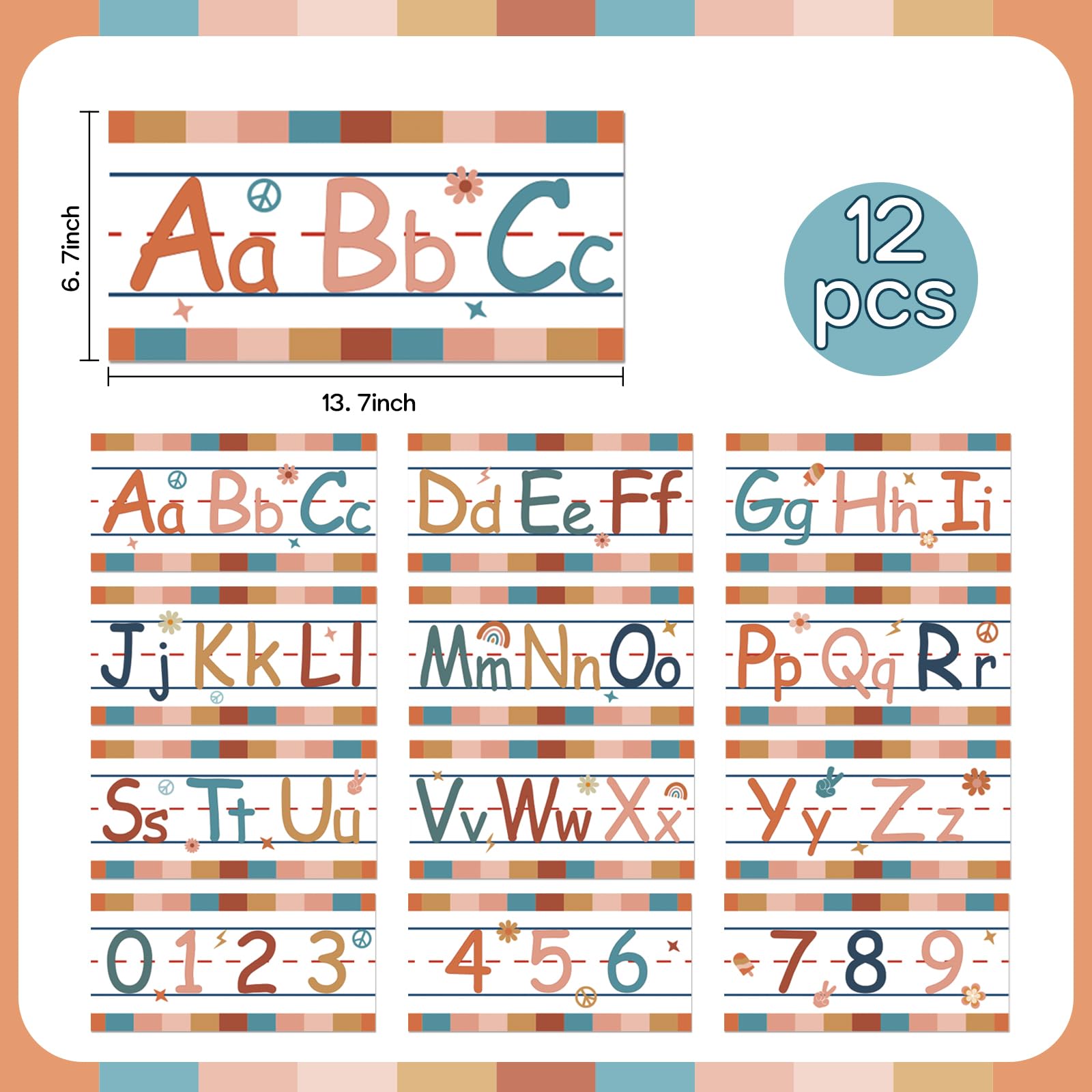 Snapklik.com : 12 PCS Alphabet Bulletin Board Set Retro Groovy ABC ...
