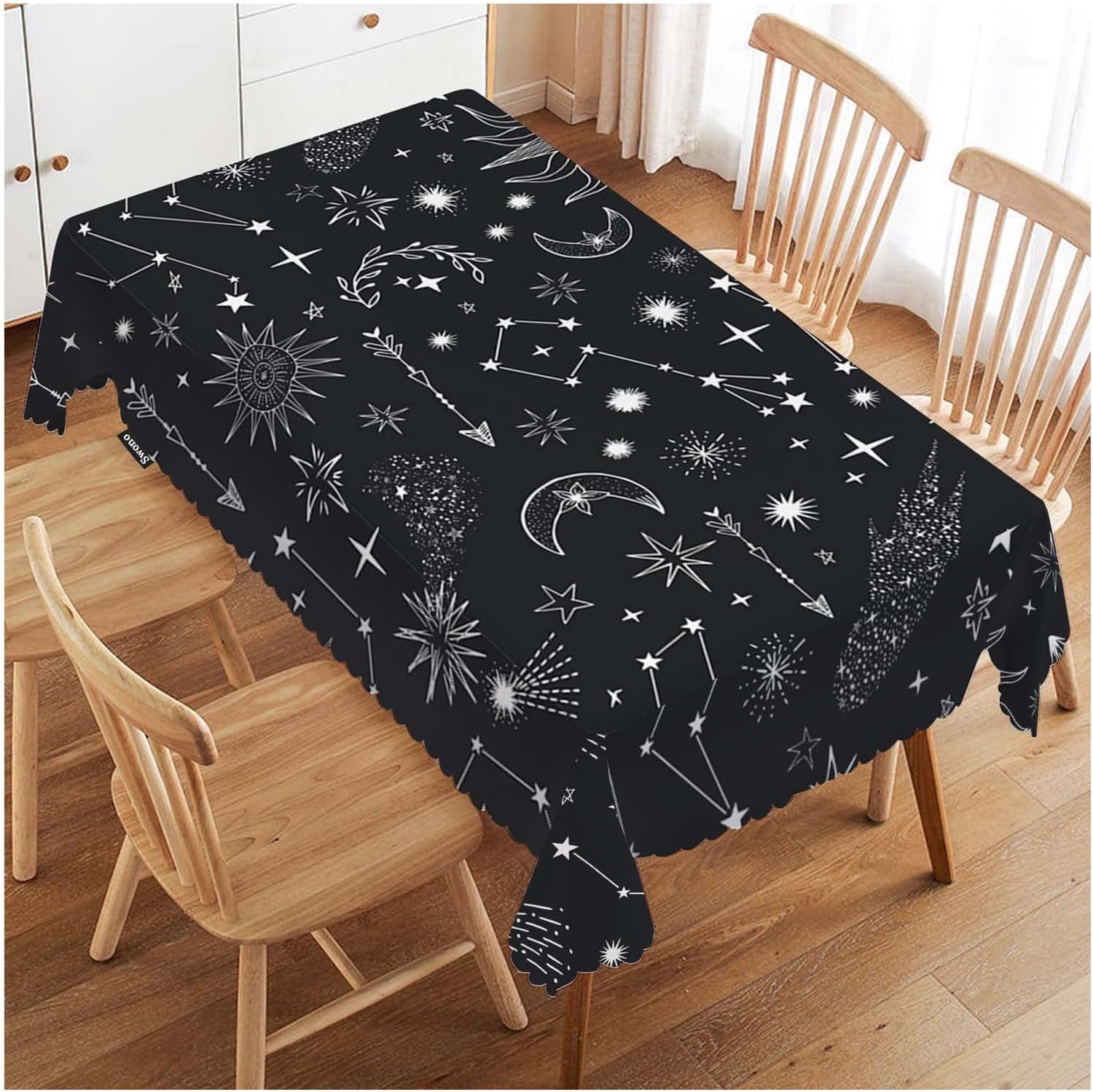 Amazon.com: Swono Rectangle Tablecloth Sun and Moon Table Cover 52x70 ...