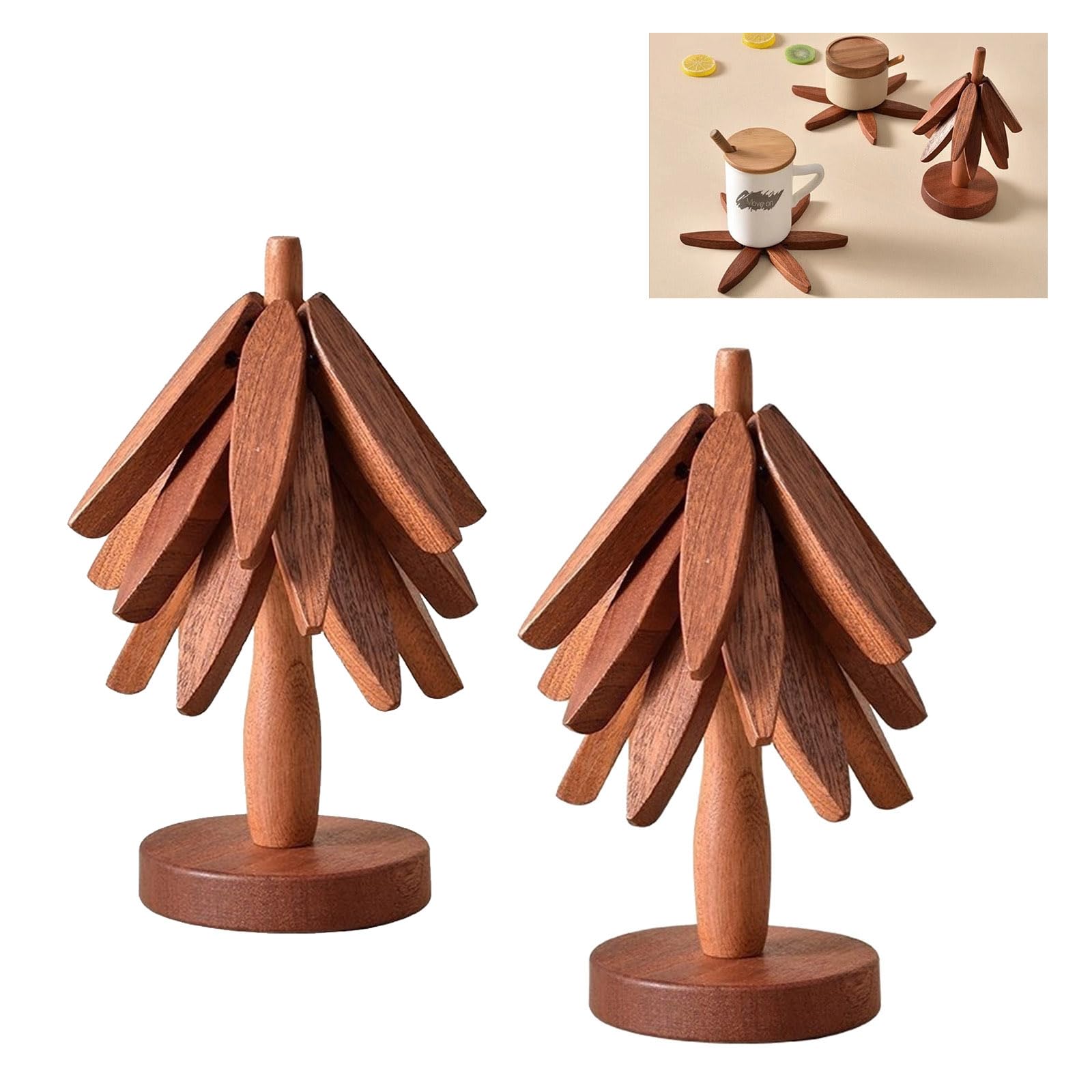 Amazon.com: Walnut Tree Table Mat,Wooden Table Mat Tree,Foldable ...
