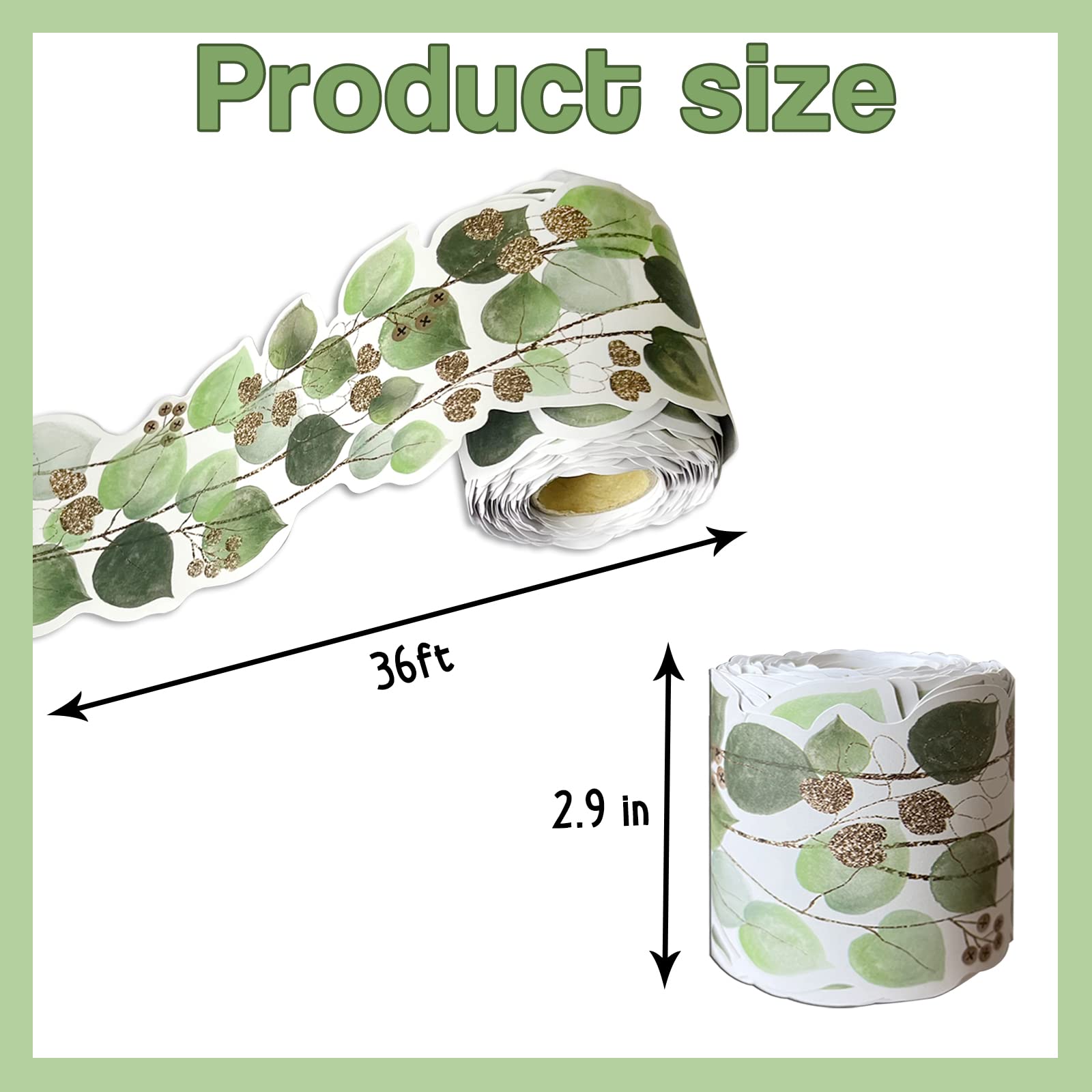 Snapklik.com : 36ft Eucalyptus Boho Border Trim Decor Tropical Leaves ...