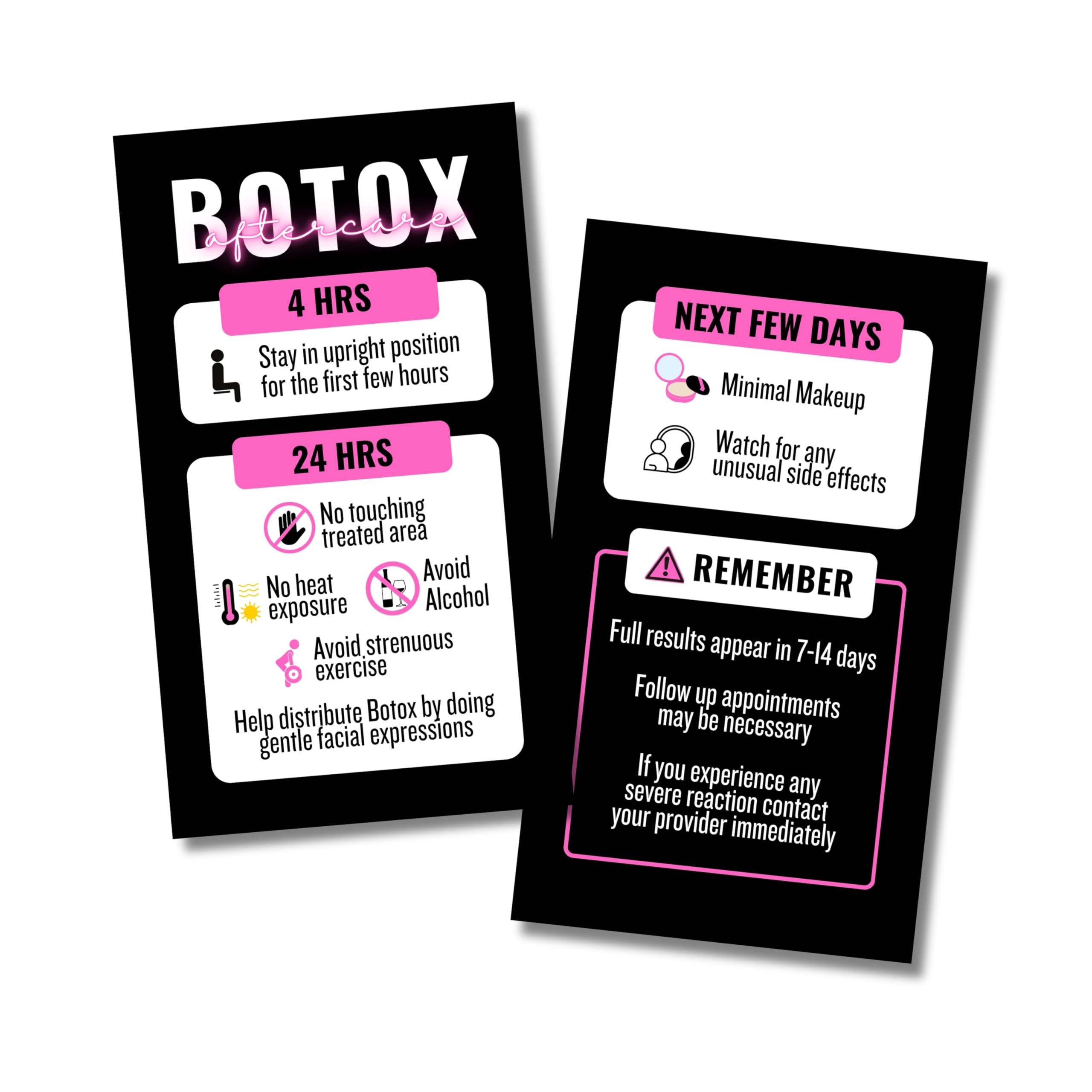 Amazon.com : Modern Professional Botox Aftercare instuction cards for ...