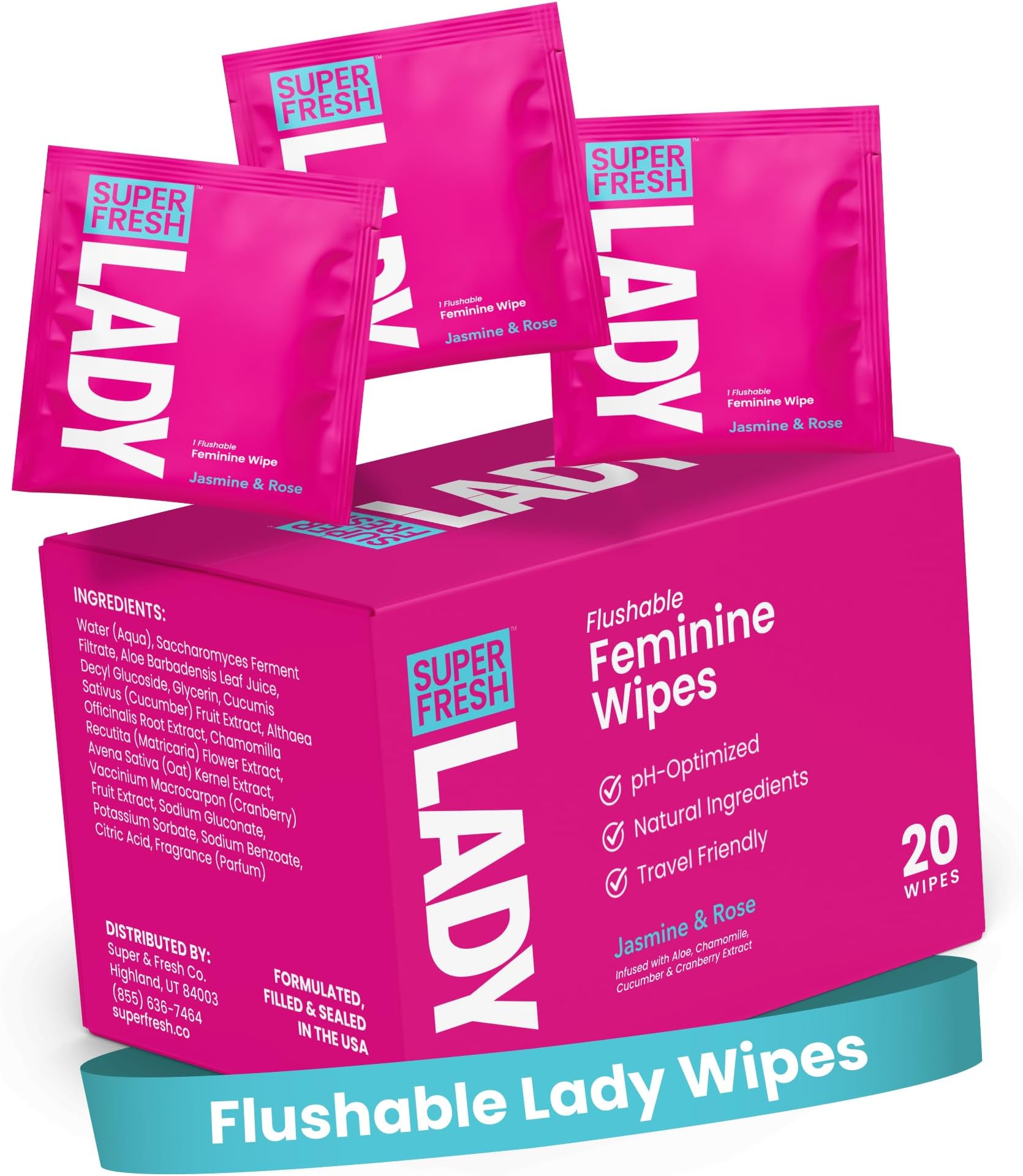 Amazon.com: Super Fresh Lady Parts Feminine Wipes Flushable pH Balanced ...