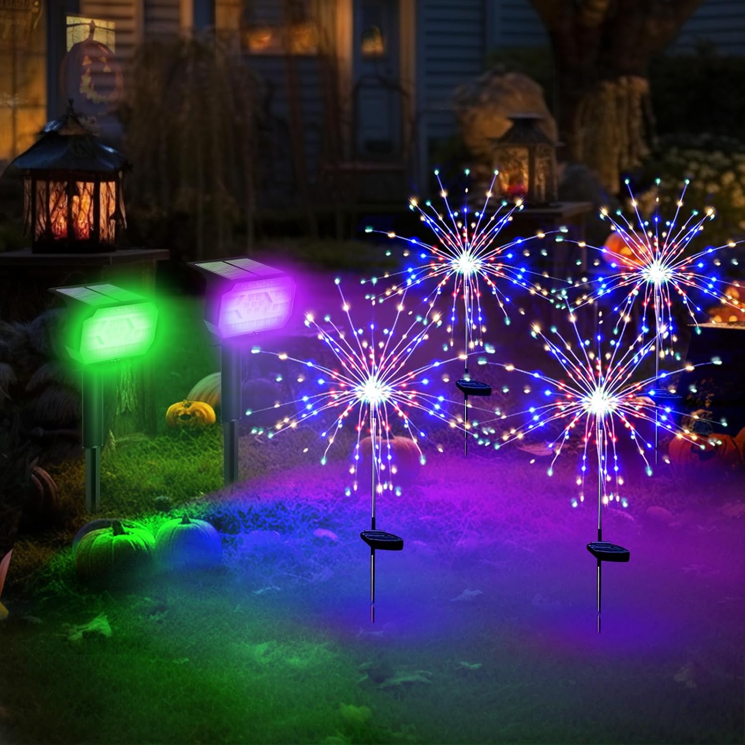 4 Pack 120 LED Firework Lights and 4 Pack Solar Spot Lights - Amazon.com