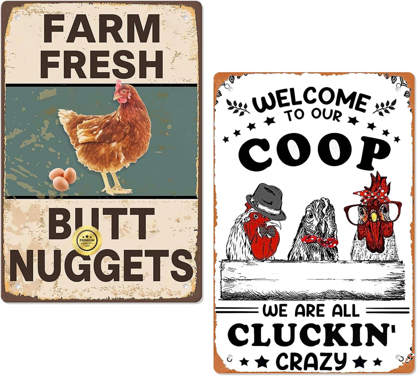 Amazon.com : awrjdos 2 Pack Chicken Signs Funny Chicken Coop Decor ...