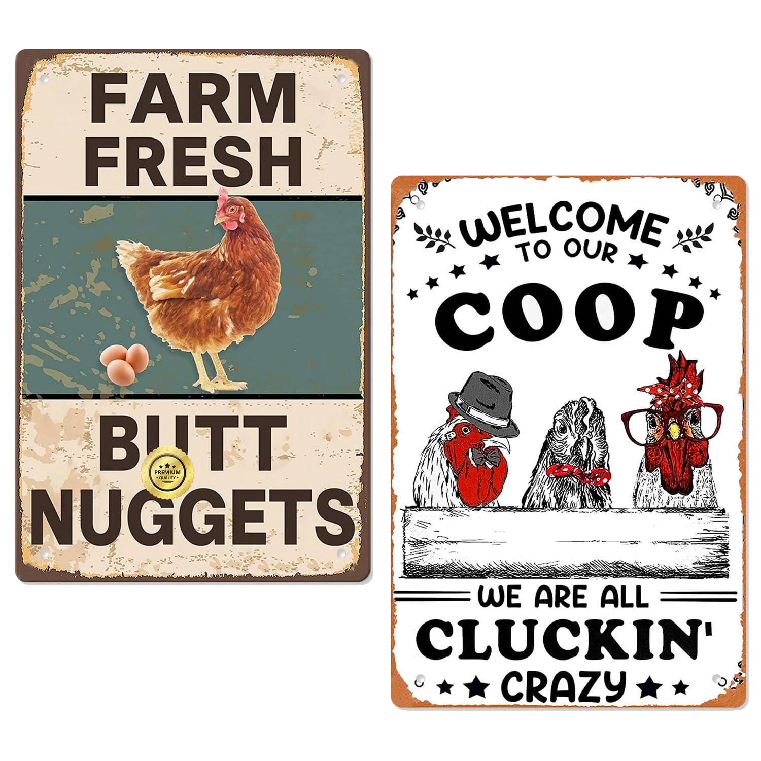Amazon.com : 2 Pack Chicken Signs Funny Chicken Coop Decor, Farm Sign ...