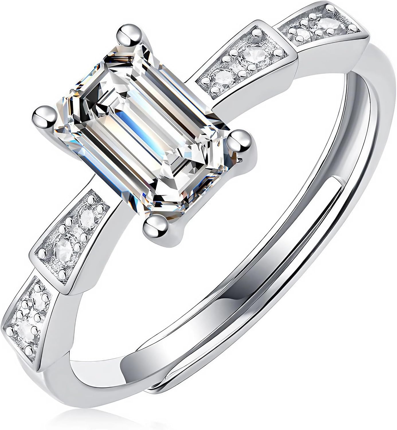 ISARO 1 Carat Emerald Diamond Moissanite Engagement Ring Moissanite ...